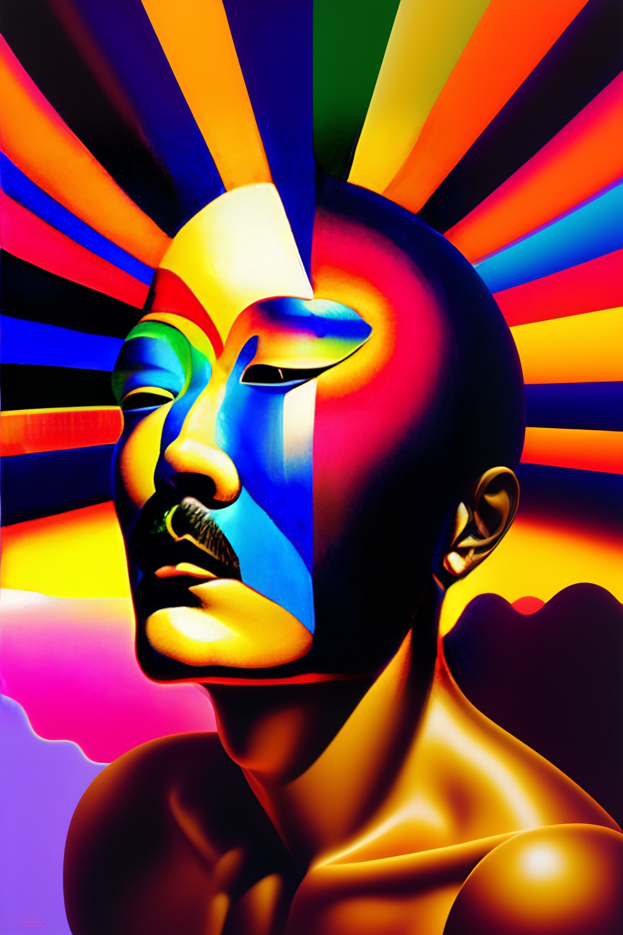 Lexica - A colorful vibrant closeup portrait of a magician licking a ...