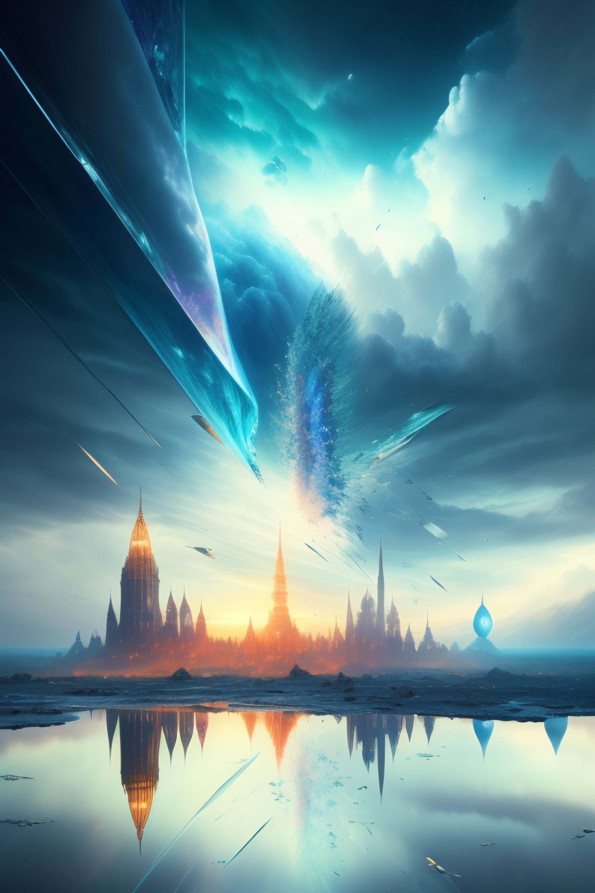 Lexica - A surreal dreamlike scene of the sky shattering like glass ...