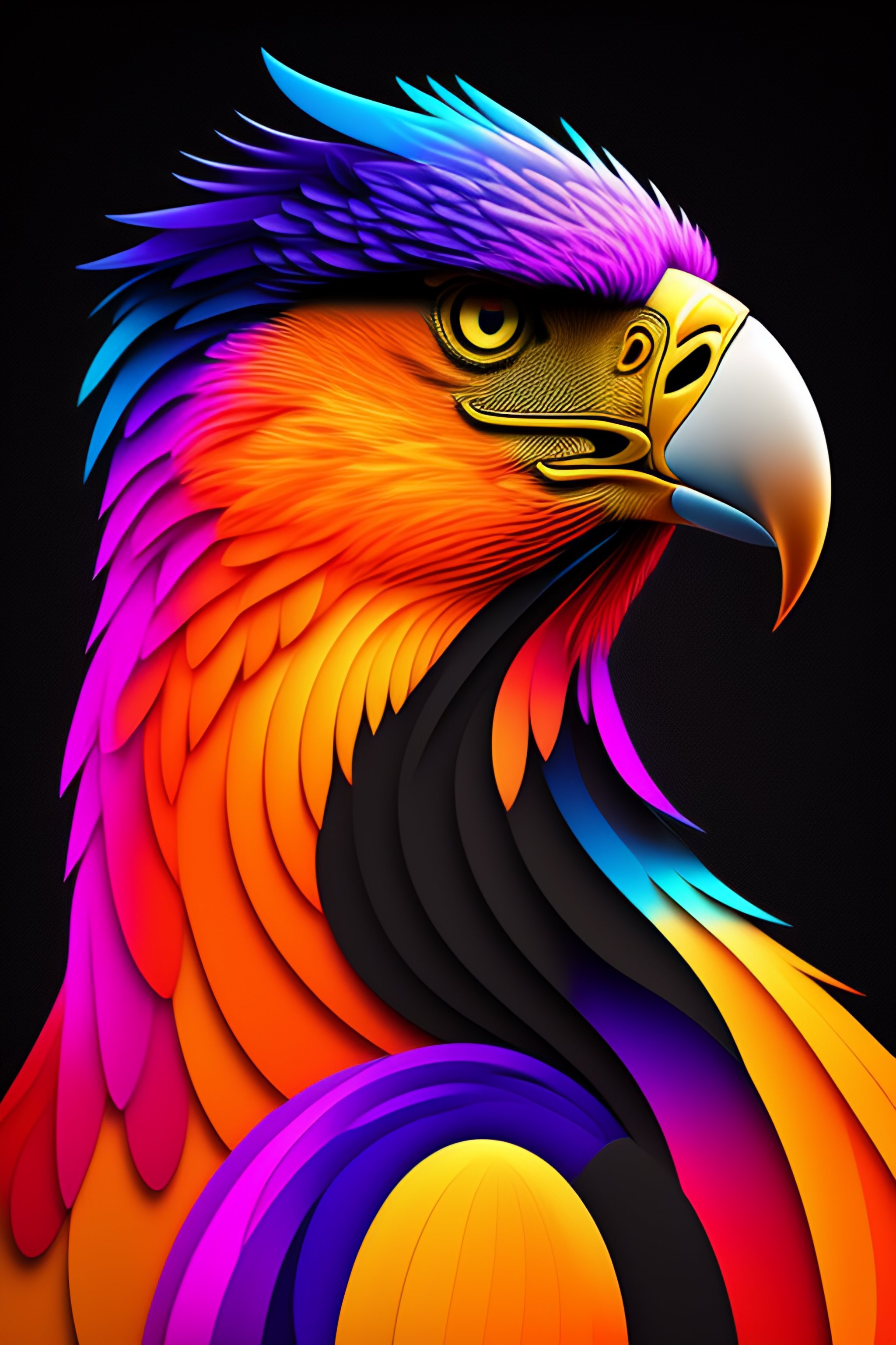 Lexica - Vector, color eagle icon with girl face, black background ...