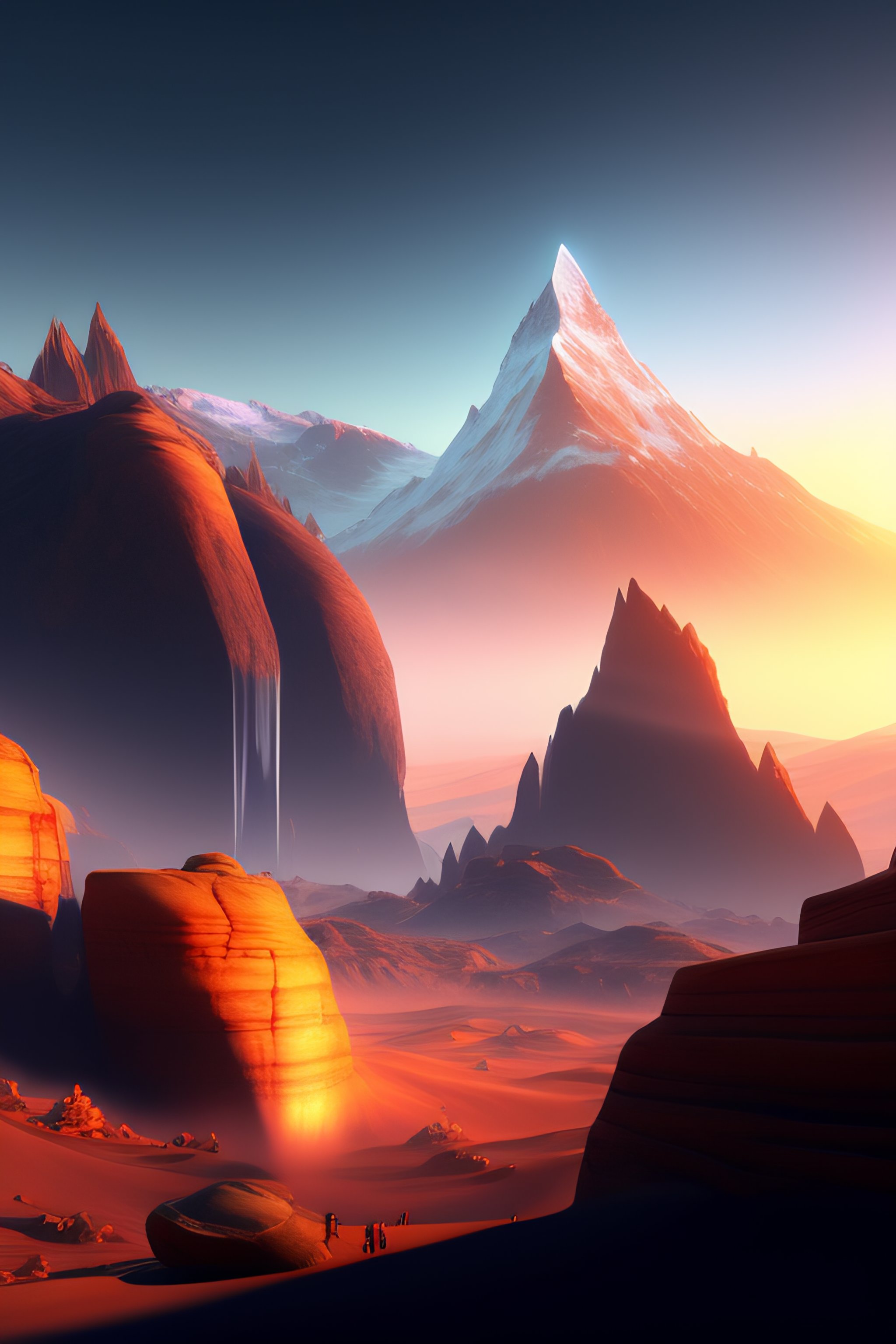 Lexica - Artstation scifi 3D scene of a mars , with a view to the ...