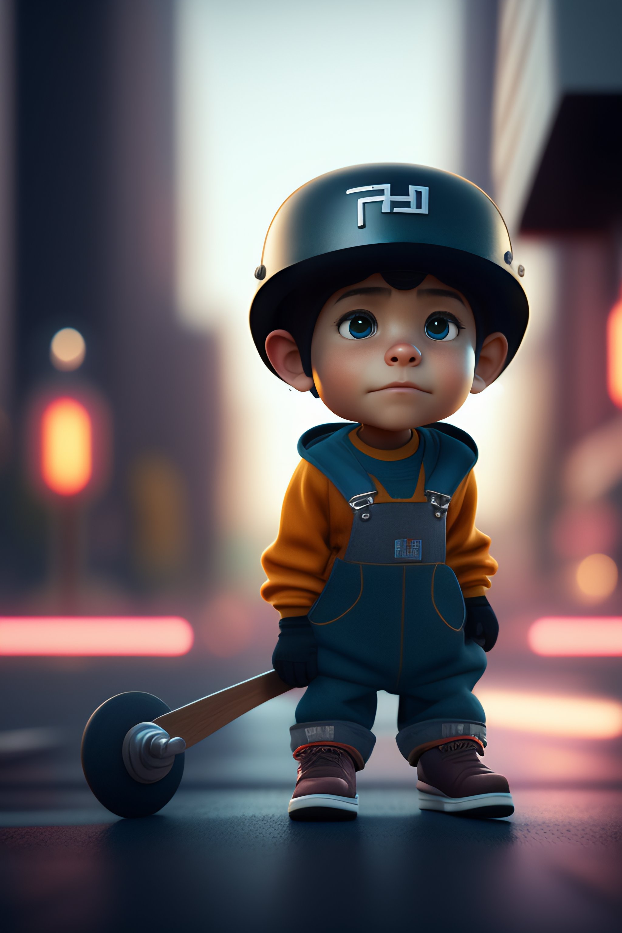 Lexica - Cute little humanoid earthman, dressed with dungarees, shoes ...