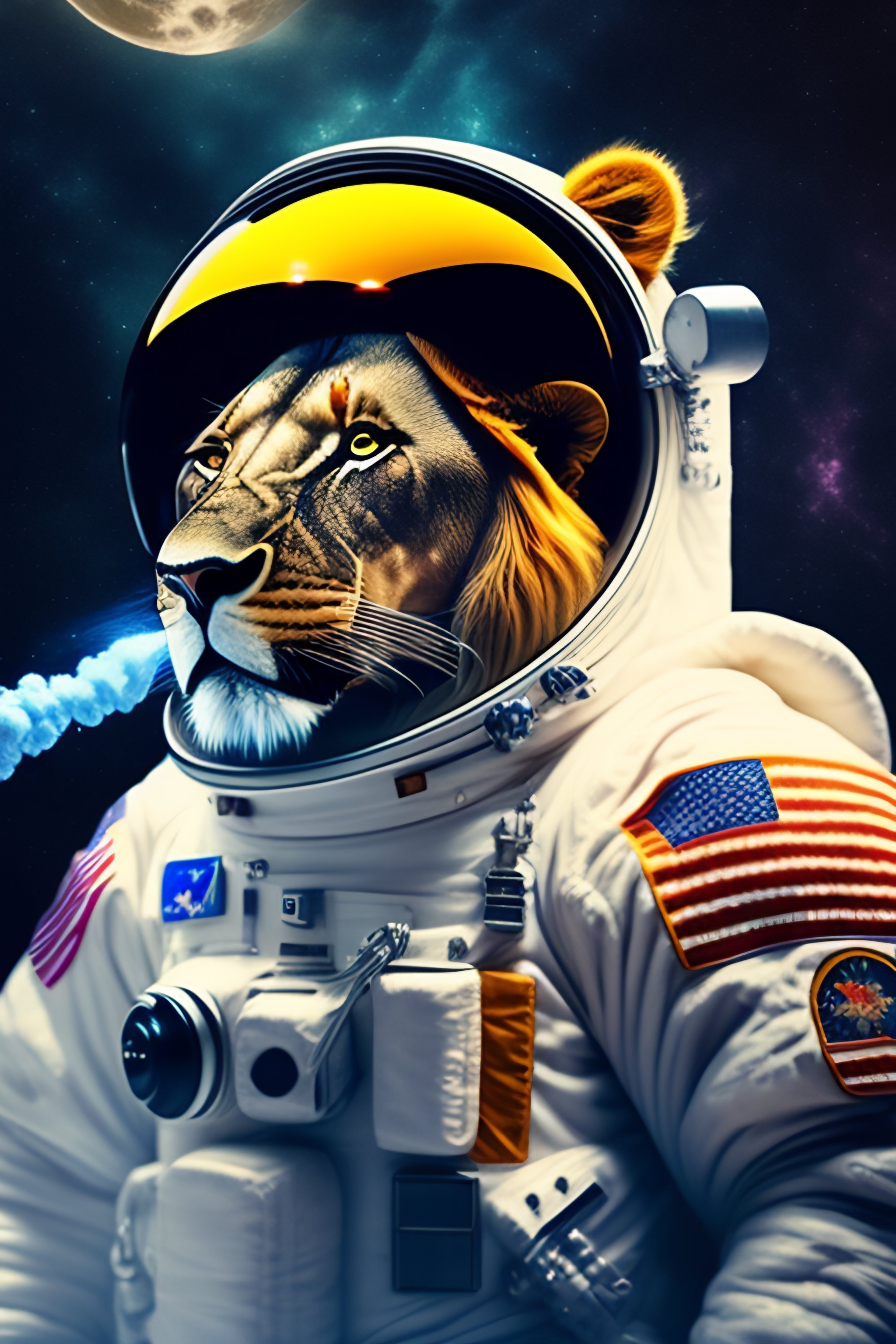 Lexica - Lion astronaut on the moon smoking a cigarette definition photo, illustrious photo ...