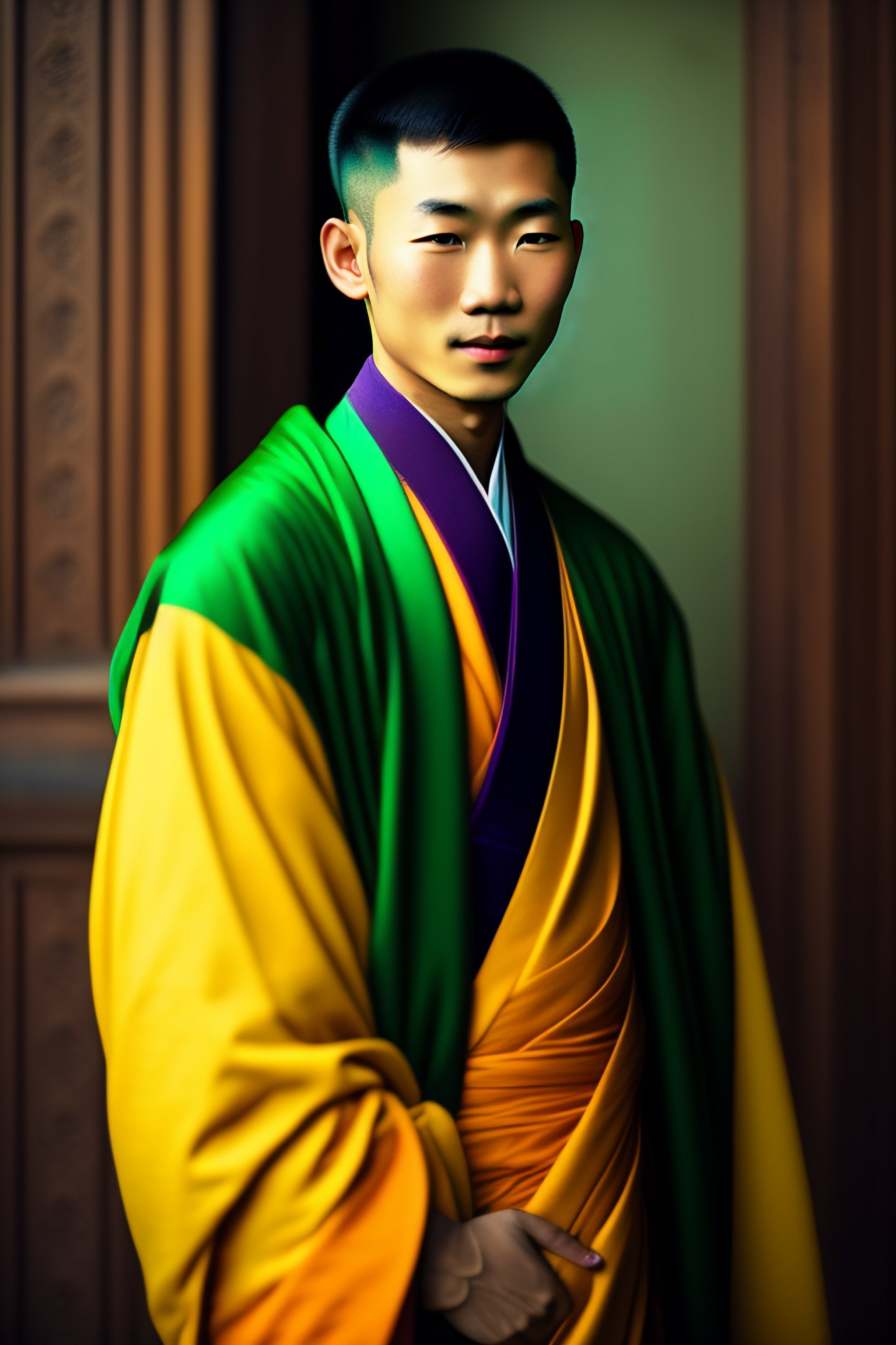Lexica - Young asian monk with green kimono