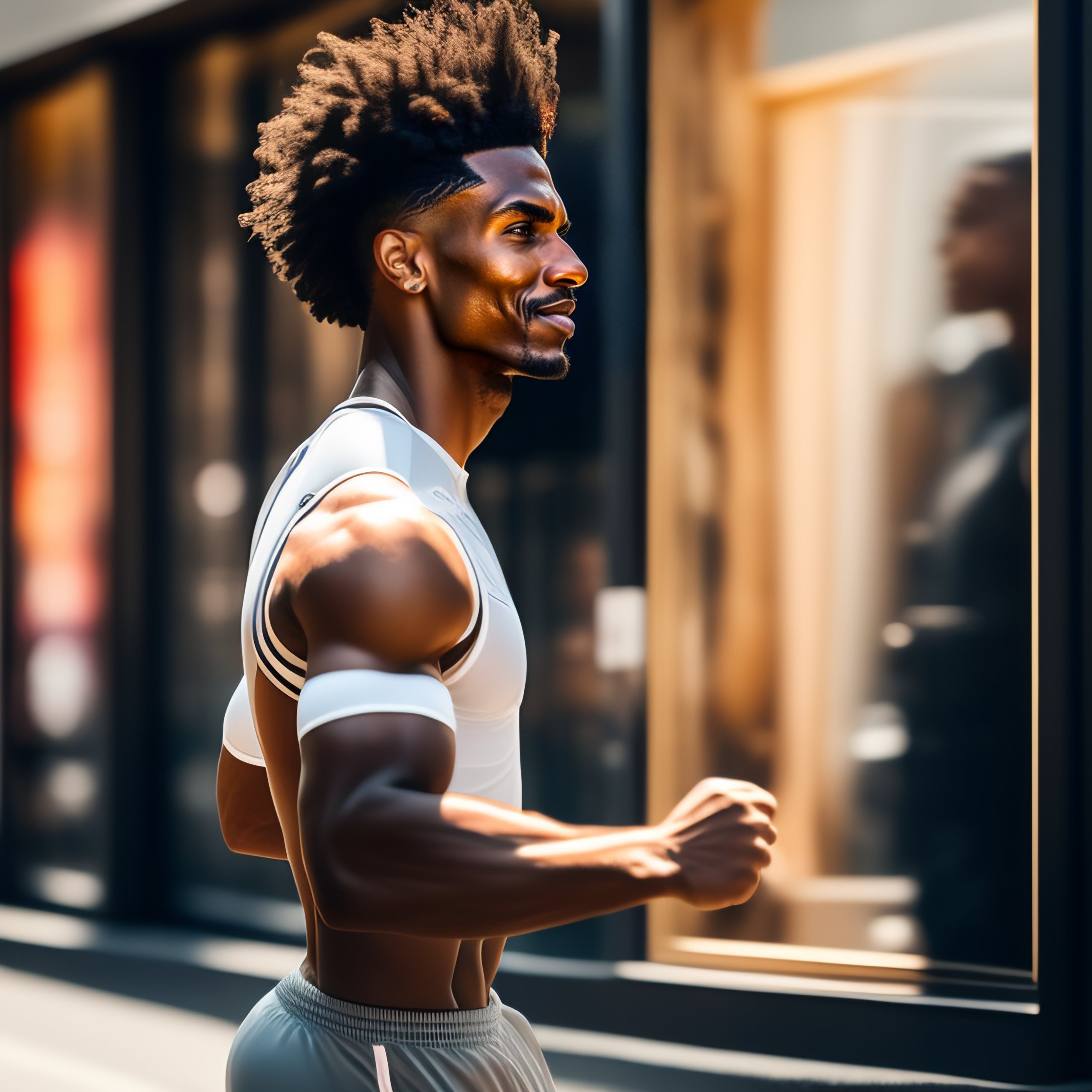 Lexica - Athletic tan man running seen from the side