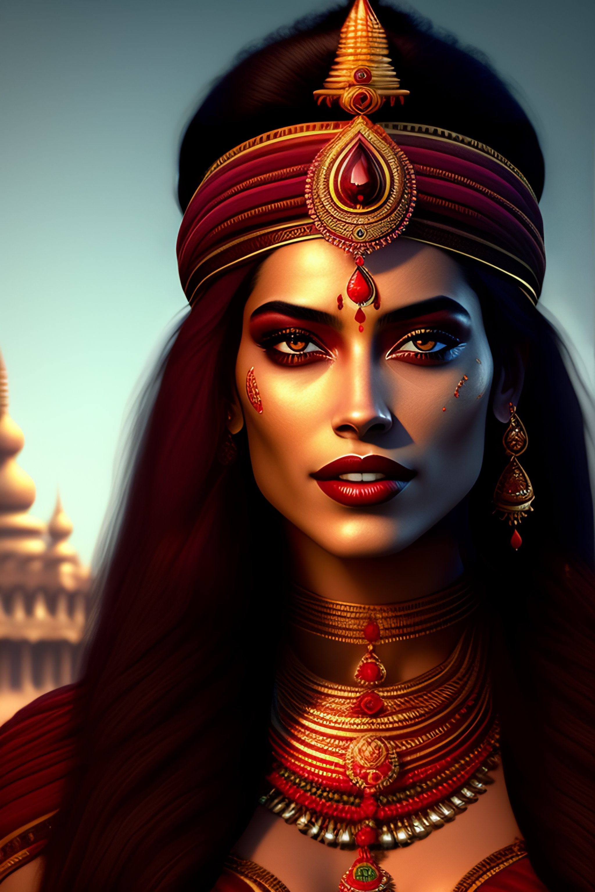 Lexica - Amber Heard,beautiful indian goddess kali in an ancient indian village, smiling with ...