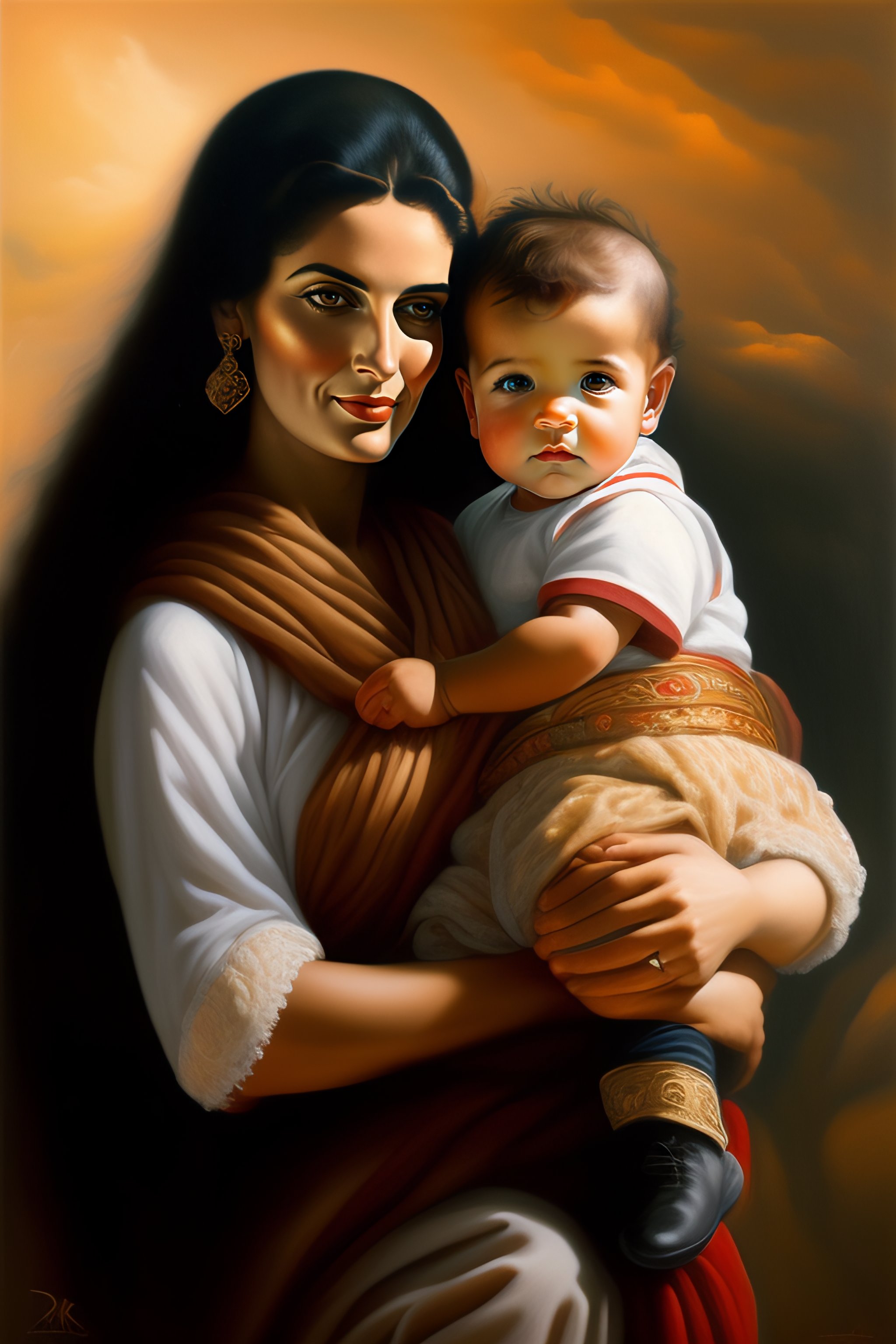 Lexica - Mummy with her baby boy in arms, painting by Dali, detailed ...