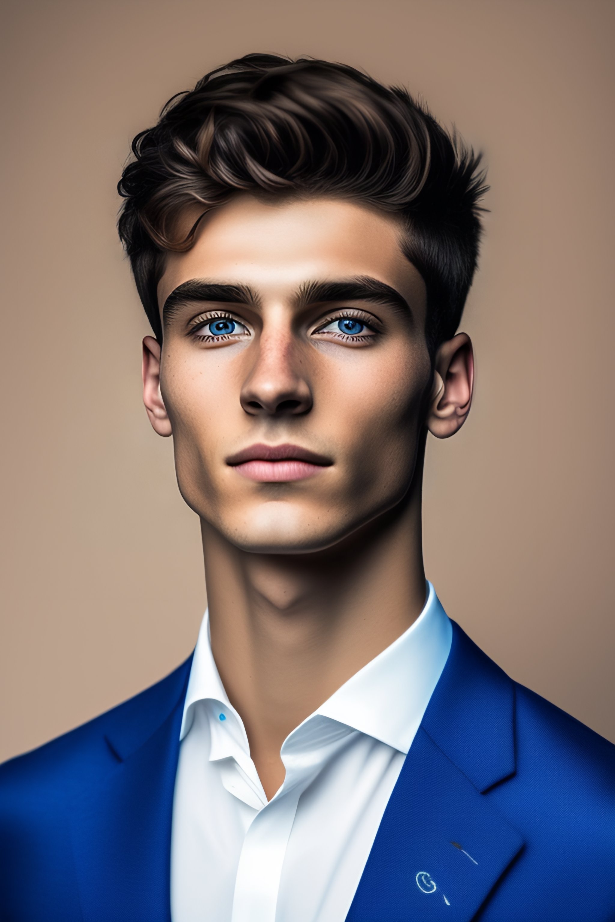 Lexica - Un portrait d'un jeune homme brun au yeux bleu, venant de ...