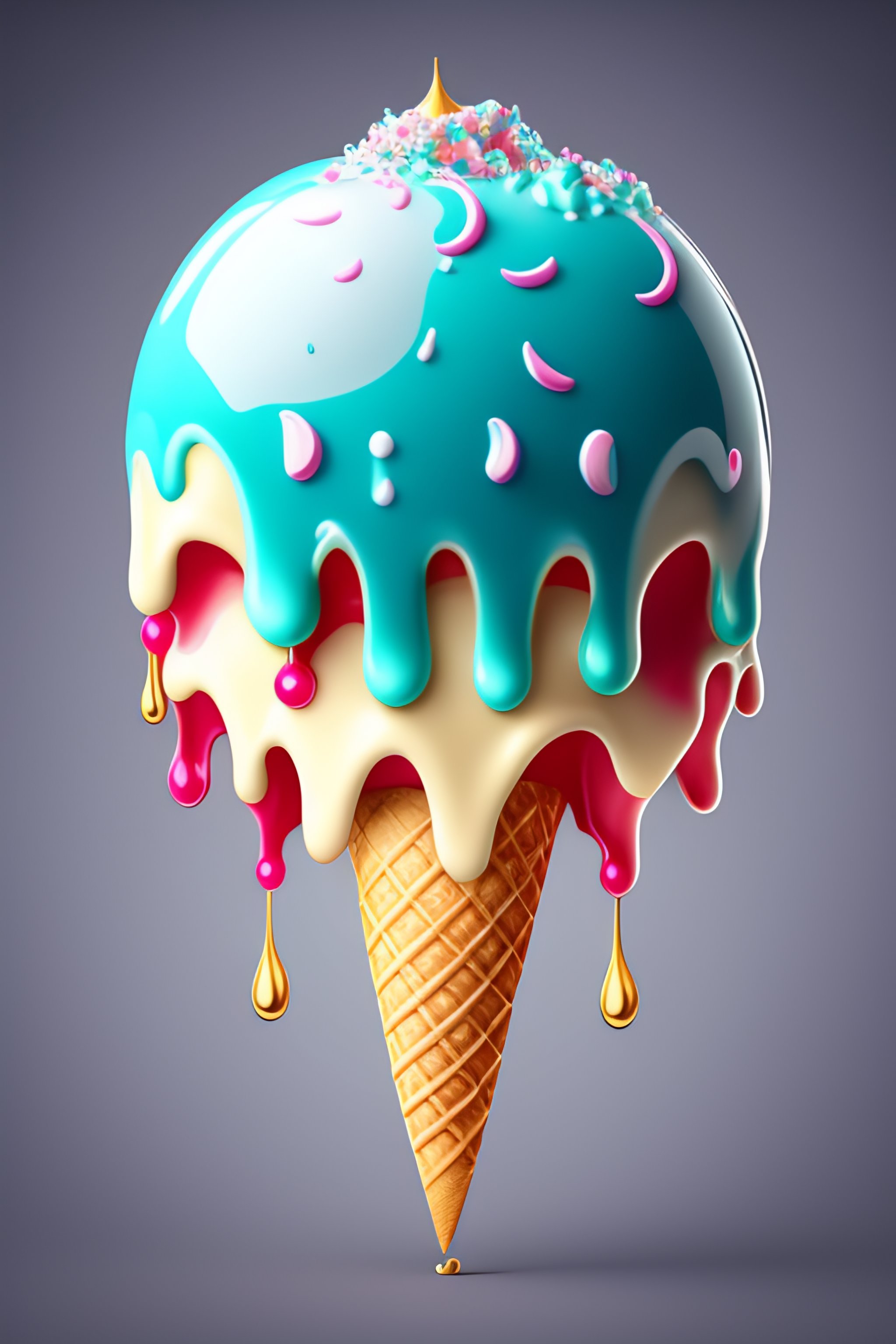 Lexica - Screaming ice cream with octopus and money and computer screen ...