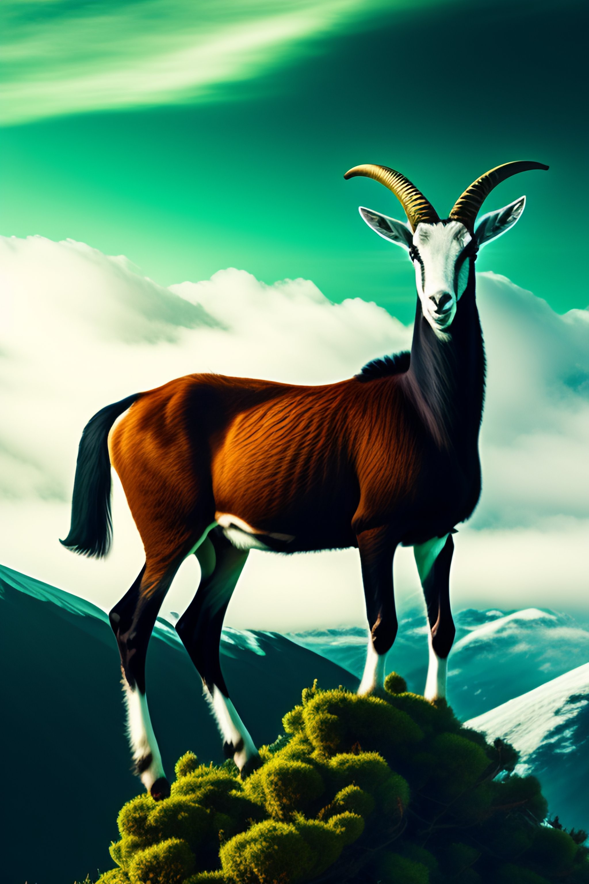 Lexica - Ibex goat mountain cannabis marijuana green sky
