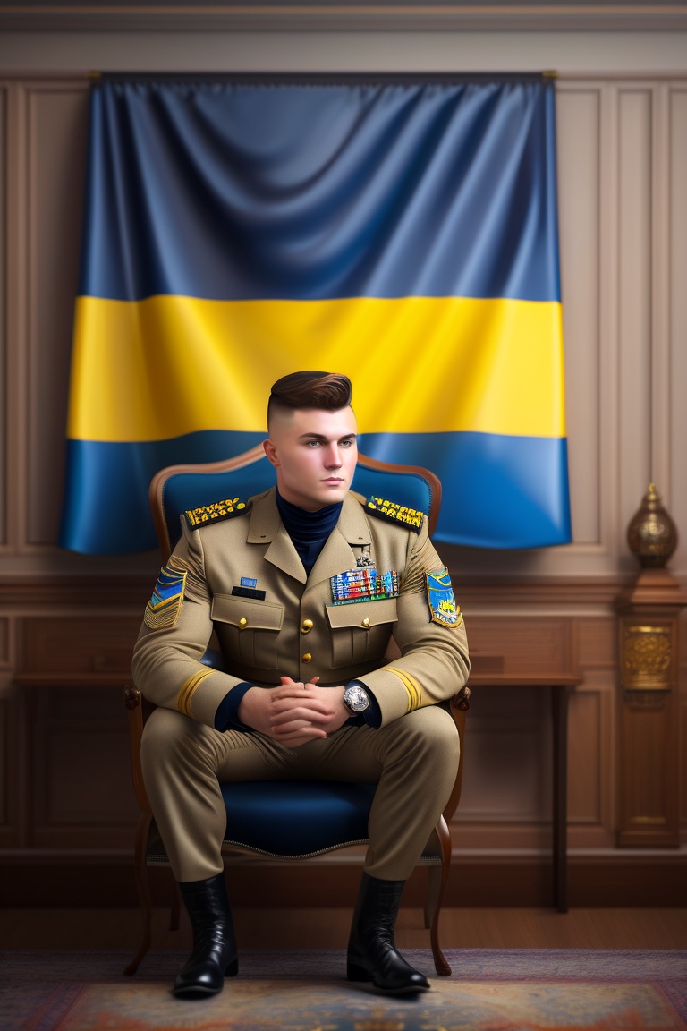 Lexica - Ukrainian intelligence officer, sitting in the office, stand ...