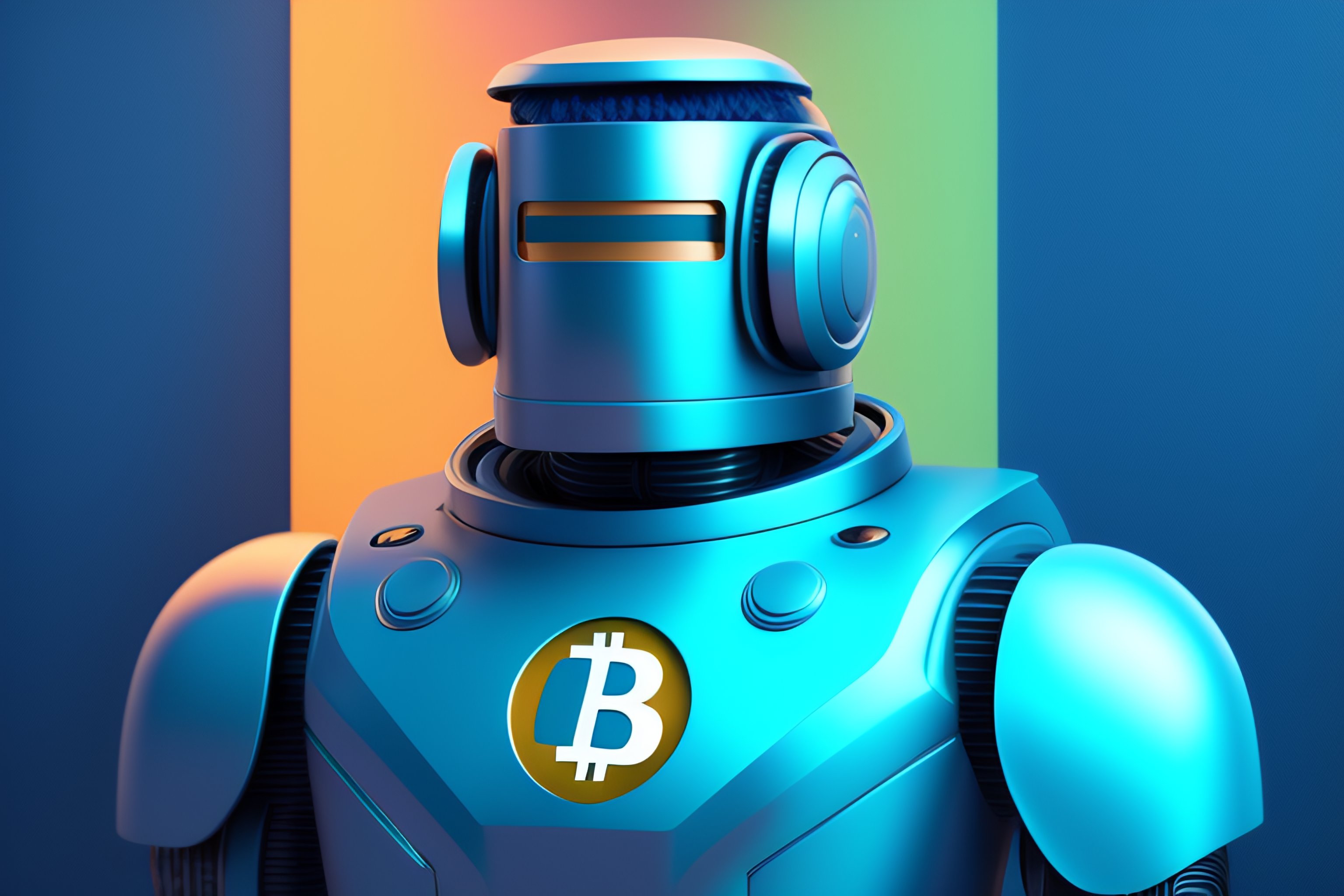 Lexica - Portait of a robot man with short beard and blue background ...
