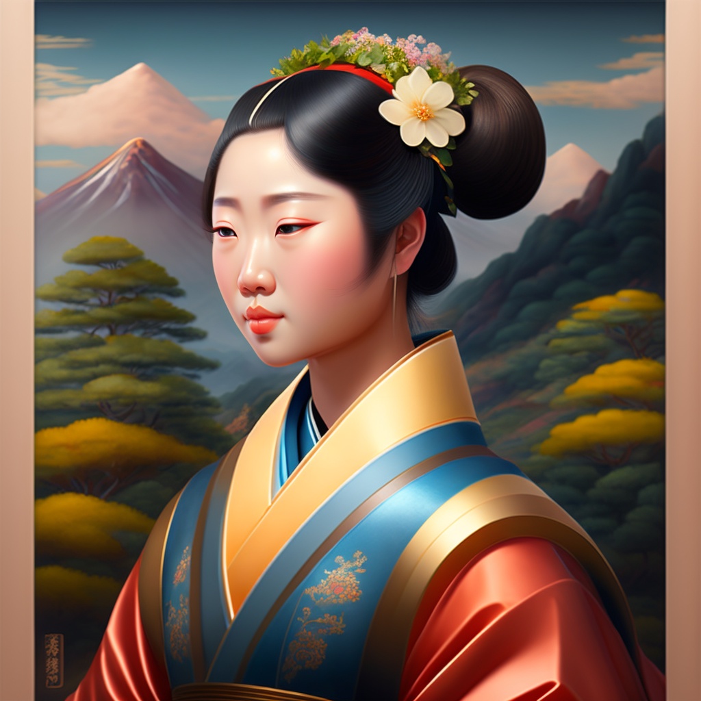 Lexica - A frontal posture semi-portrait of a female, ancient japan ...