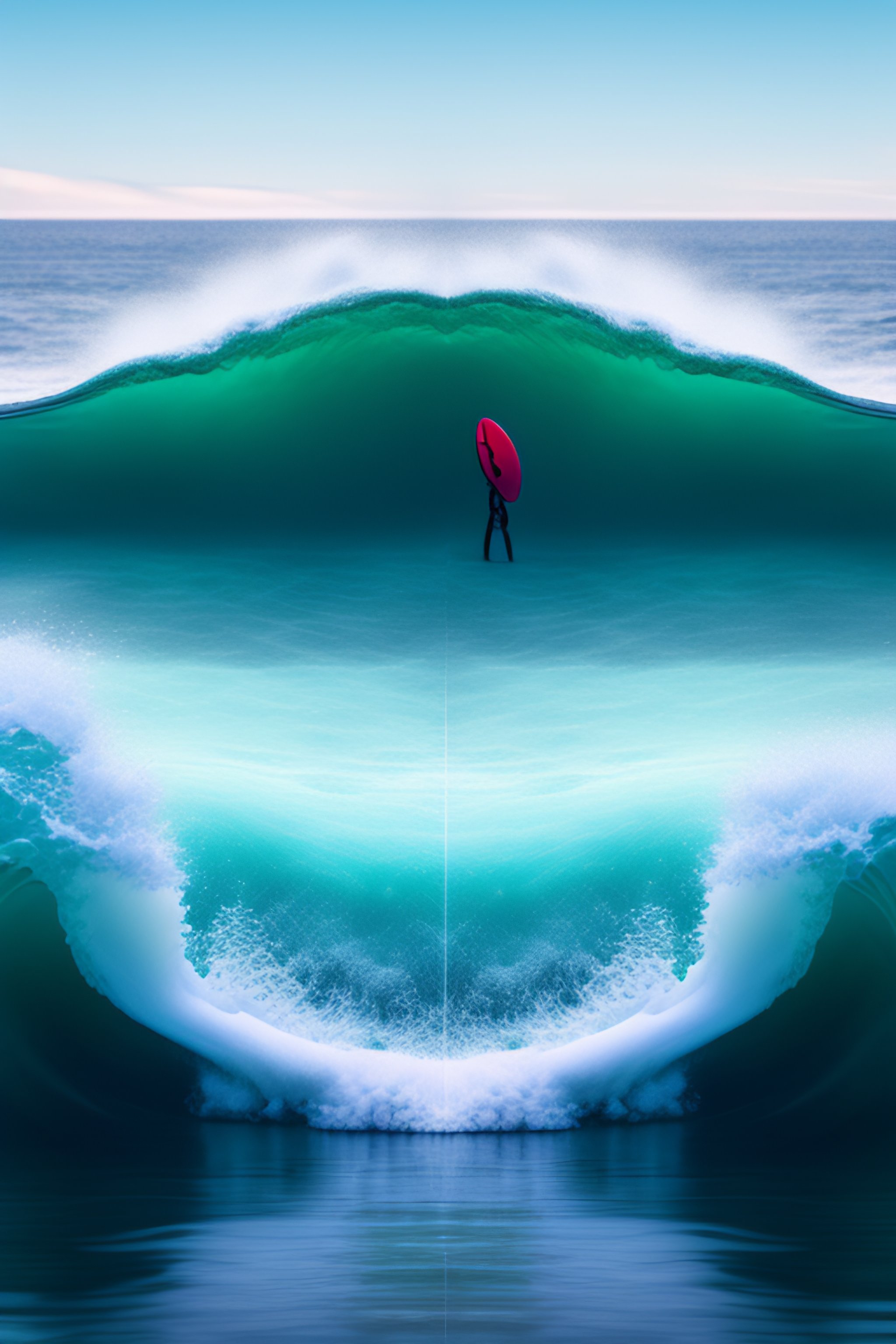 Lexica - Two tall surfers inspecting waves that have frozen, not ...