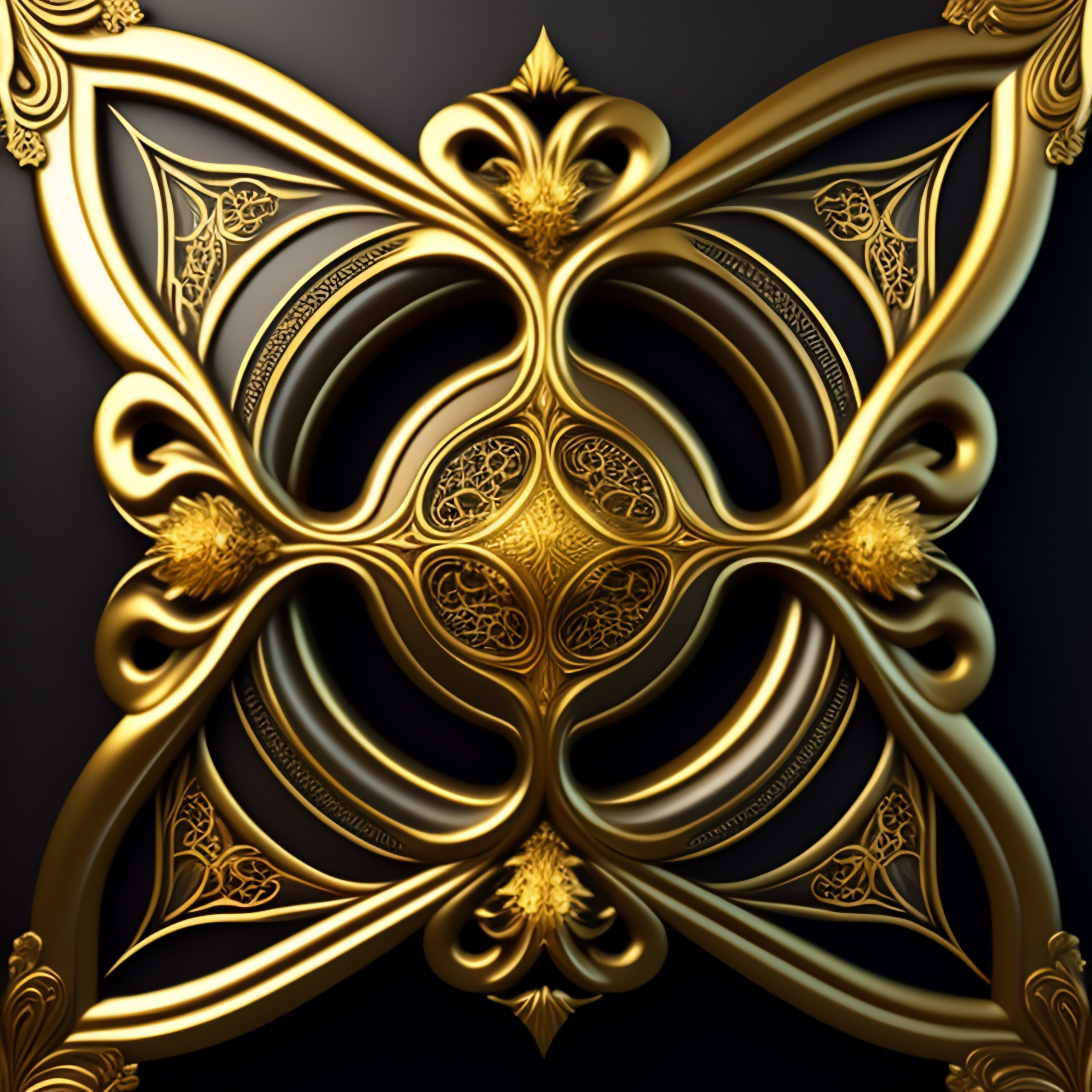 Lexica - An intricate art nouveau edges frame, with golden intertwined edges and crown black ...