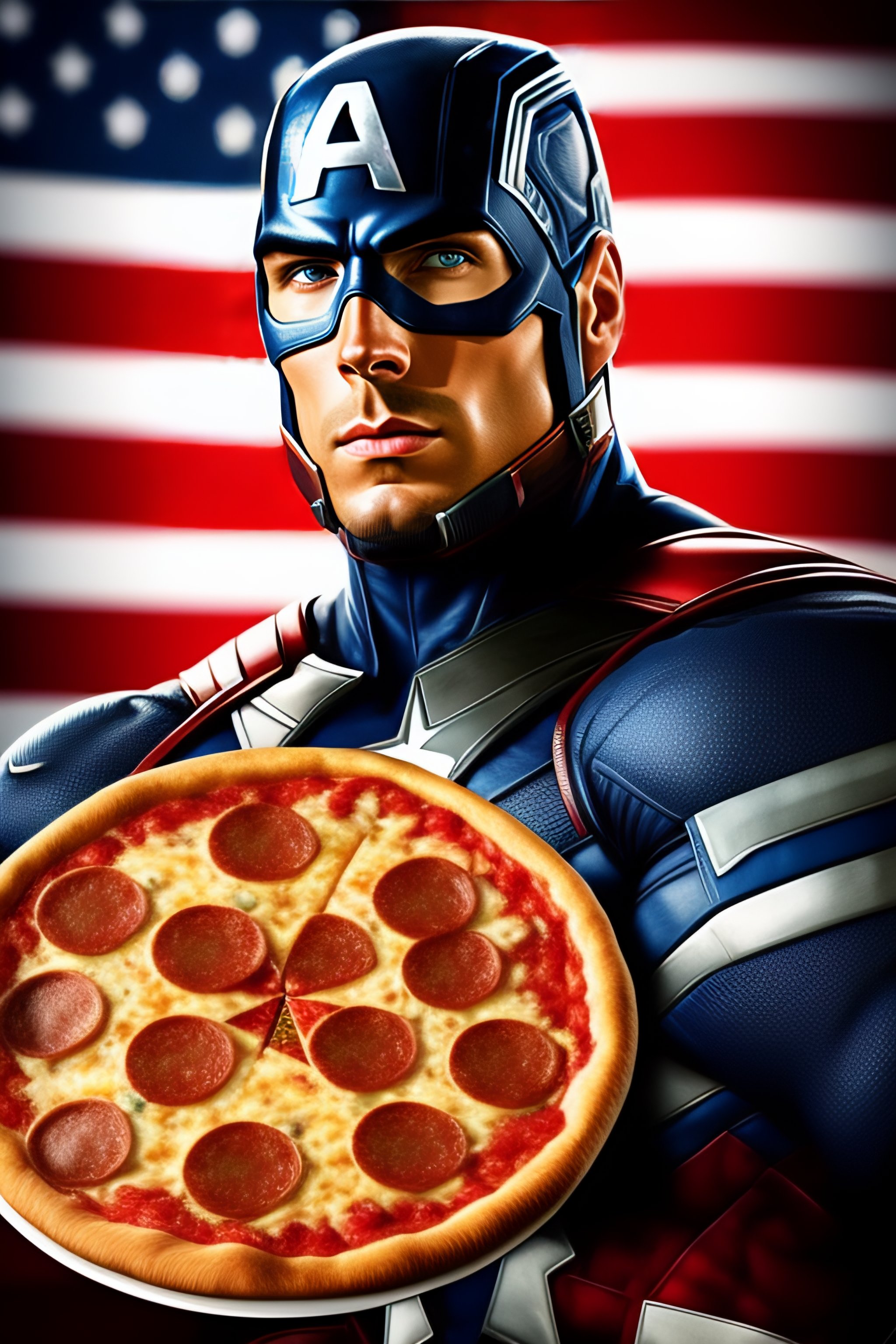 Lexica - Captain america eatting pizza