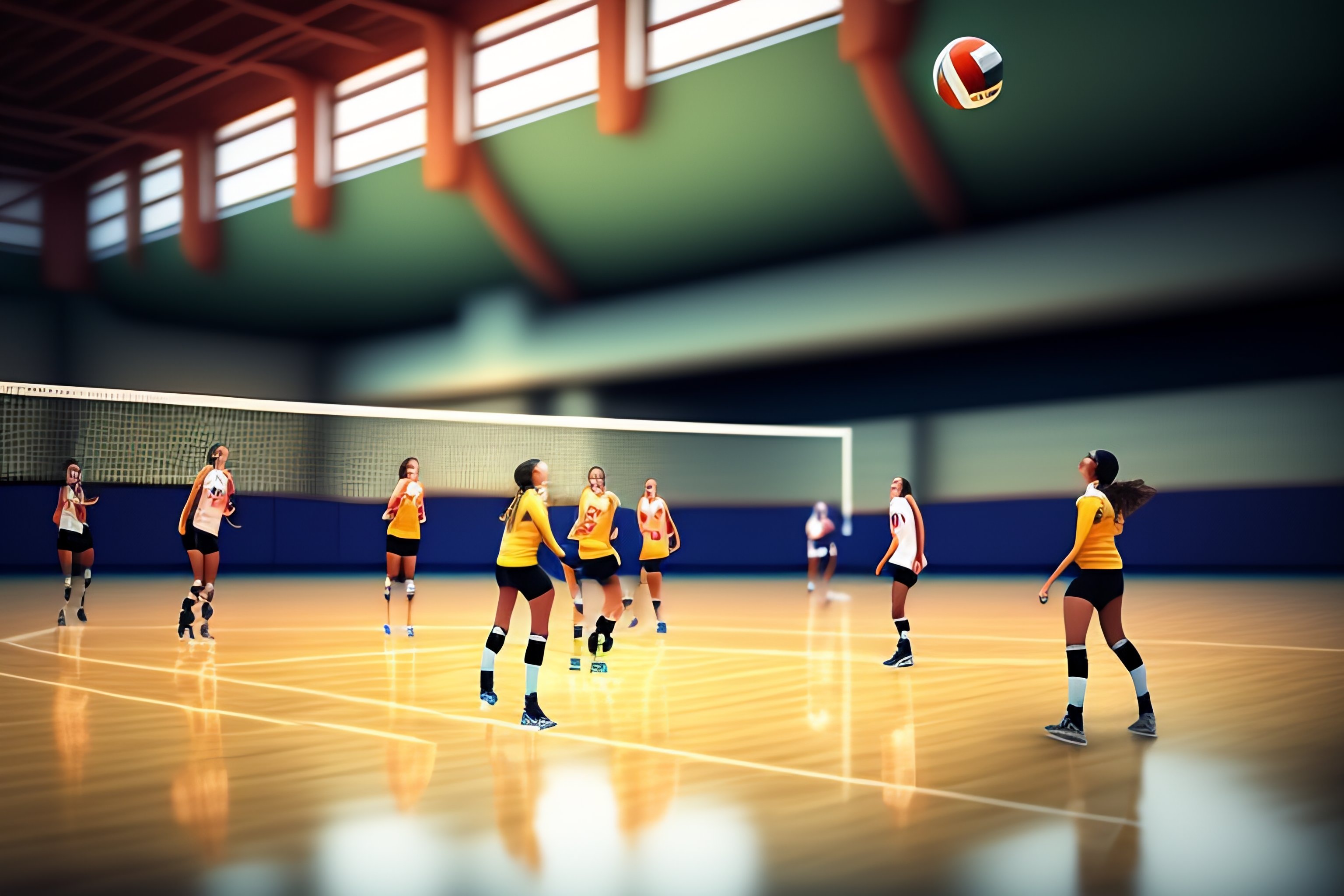 Lexica - Girls playing volleyball, in a sports hall, from all sectors ...