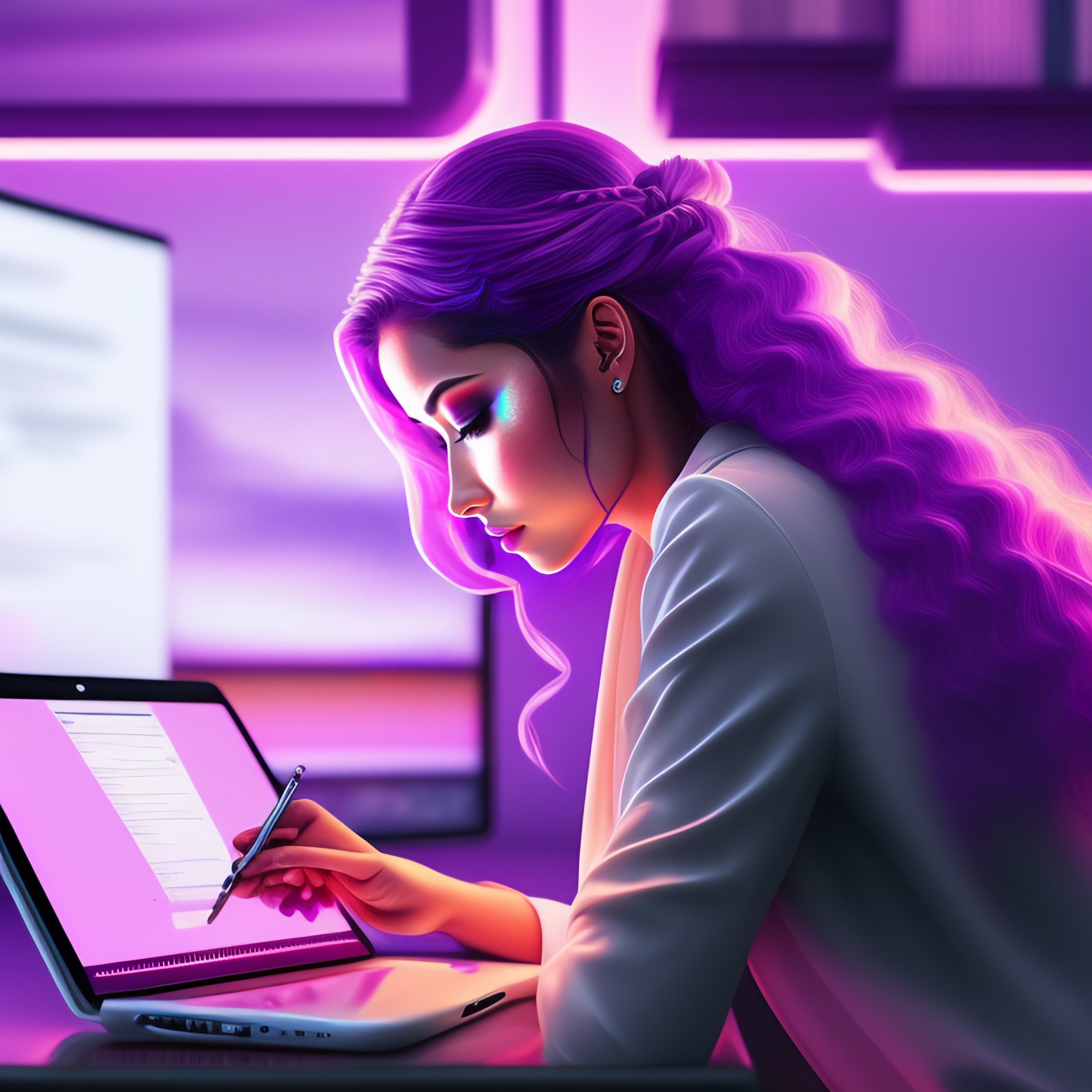 Lexica - Woman programming on her laptop, coding aesthetic, pastel ...