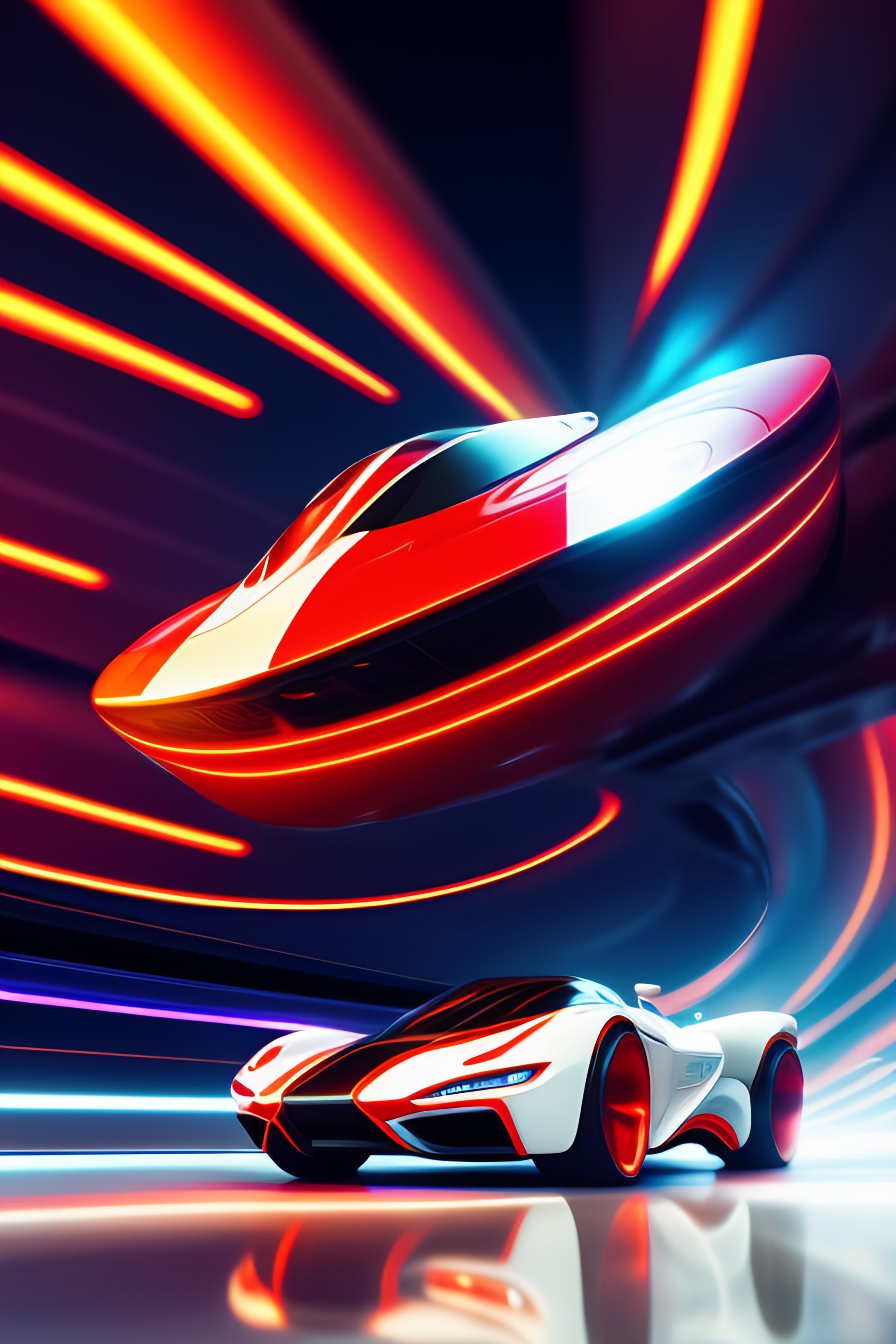 Lexica - Speed racer mach 6. white and red car. motionblur. zoom lines ...