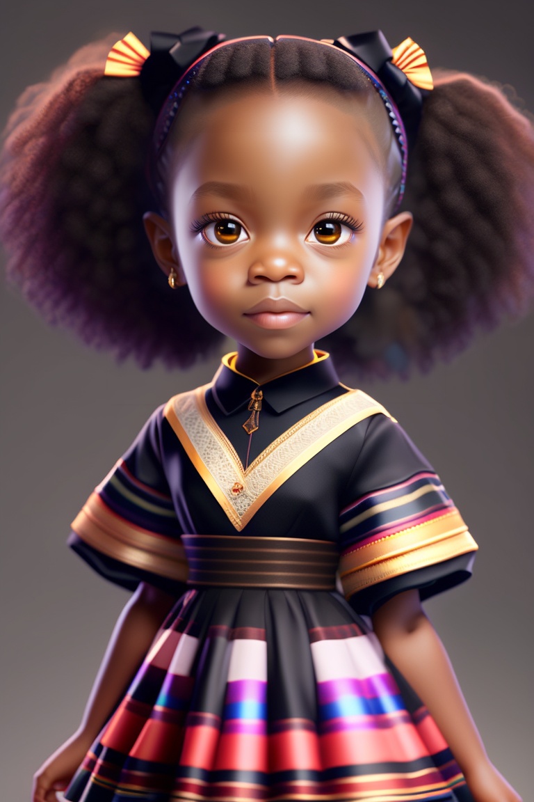 Lexica - Cute small humanoid black twins girl, colorful dress ...