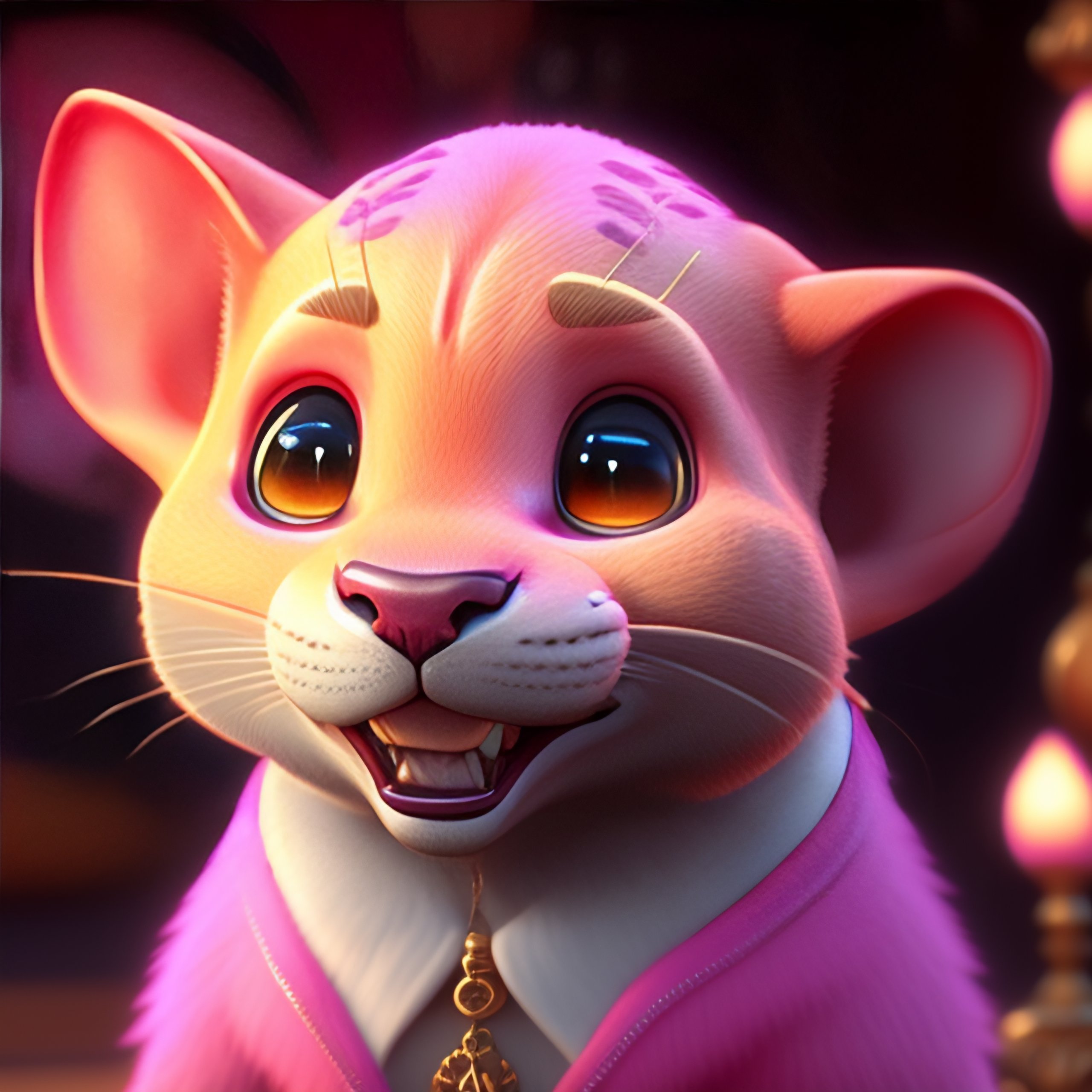 Lexica - Cute and adorable pink panther smiling, unreal engine, cozy ...