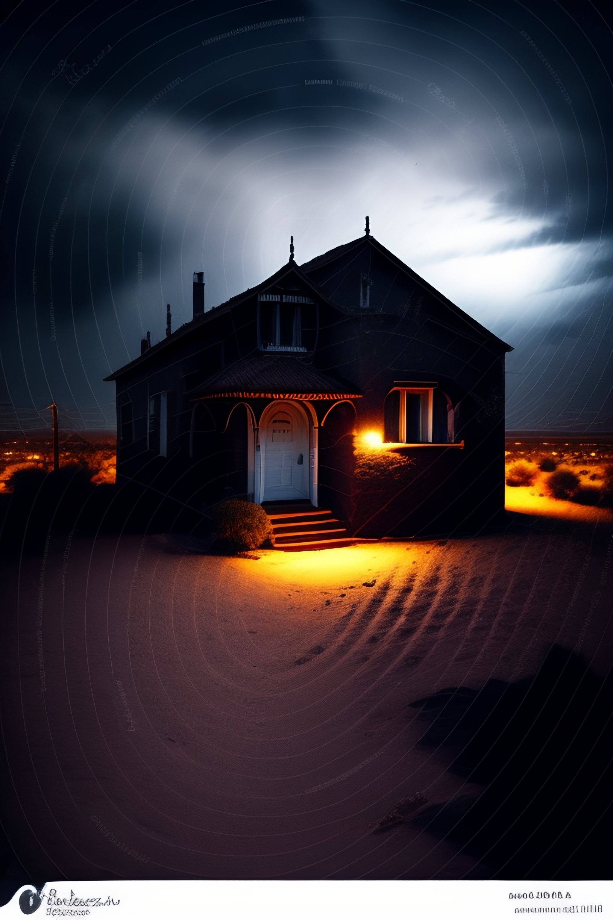 Lexica - Minimalistic dark photo. night, Desert, big thunderstorm ...