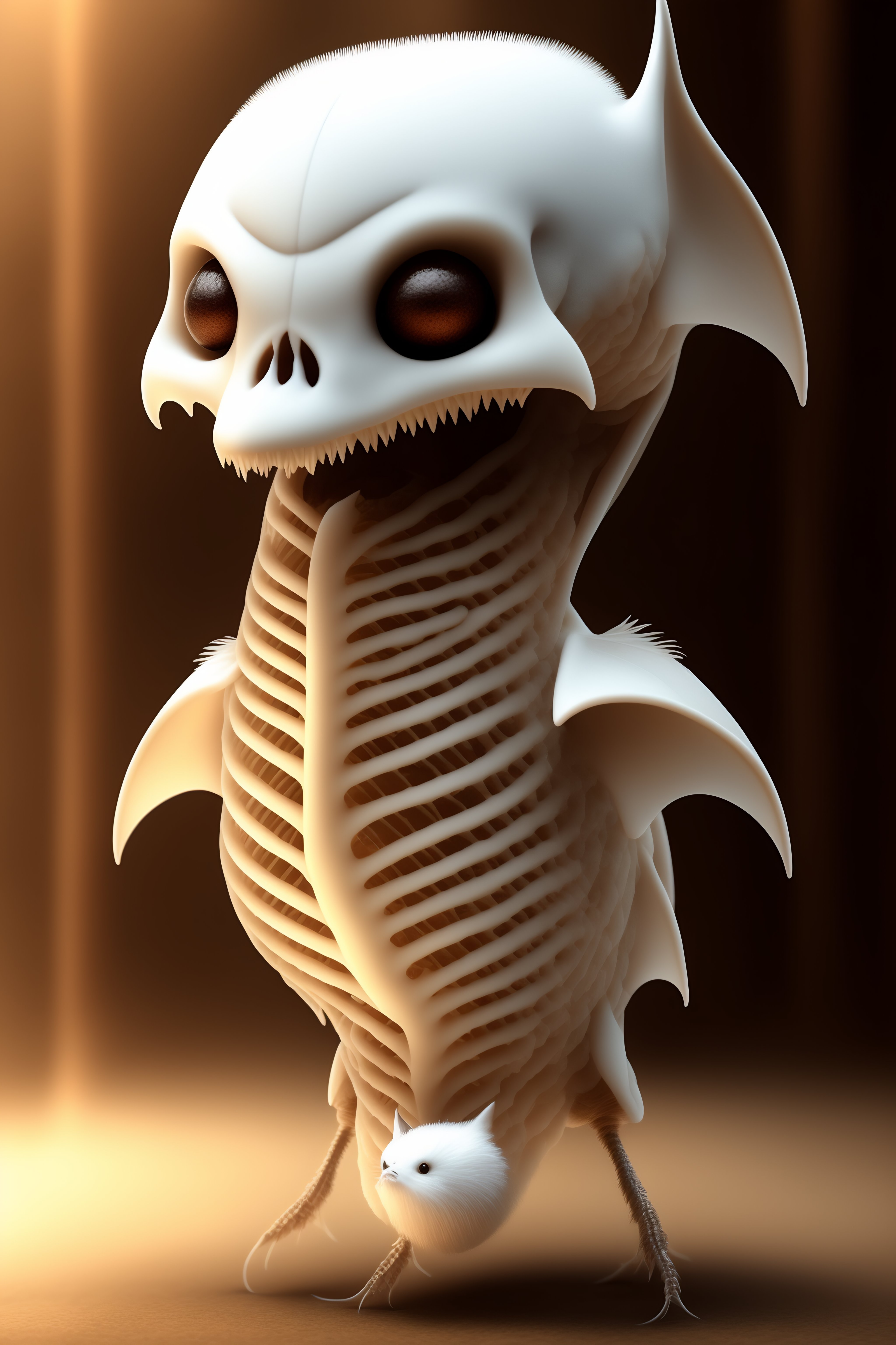 Lexica - Annoying white bat with a big head, weird body parts and looks ...