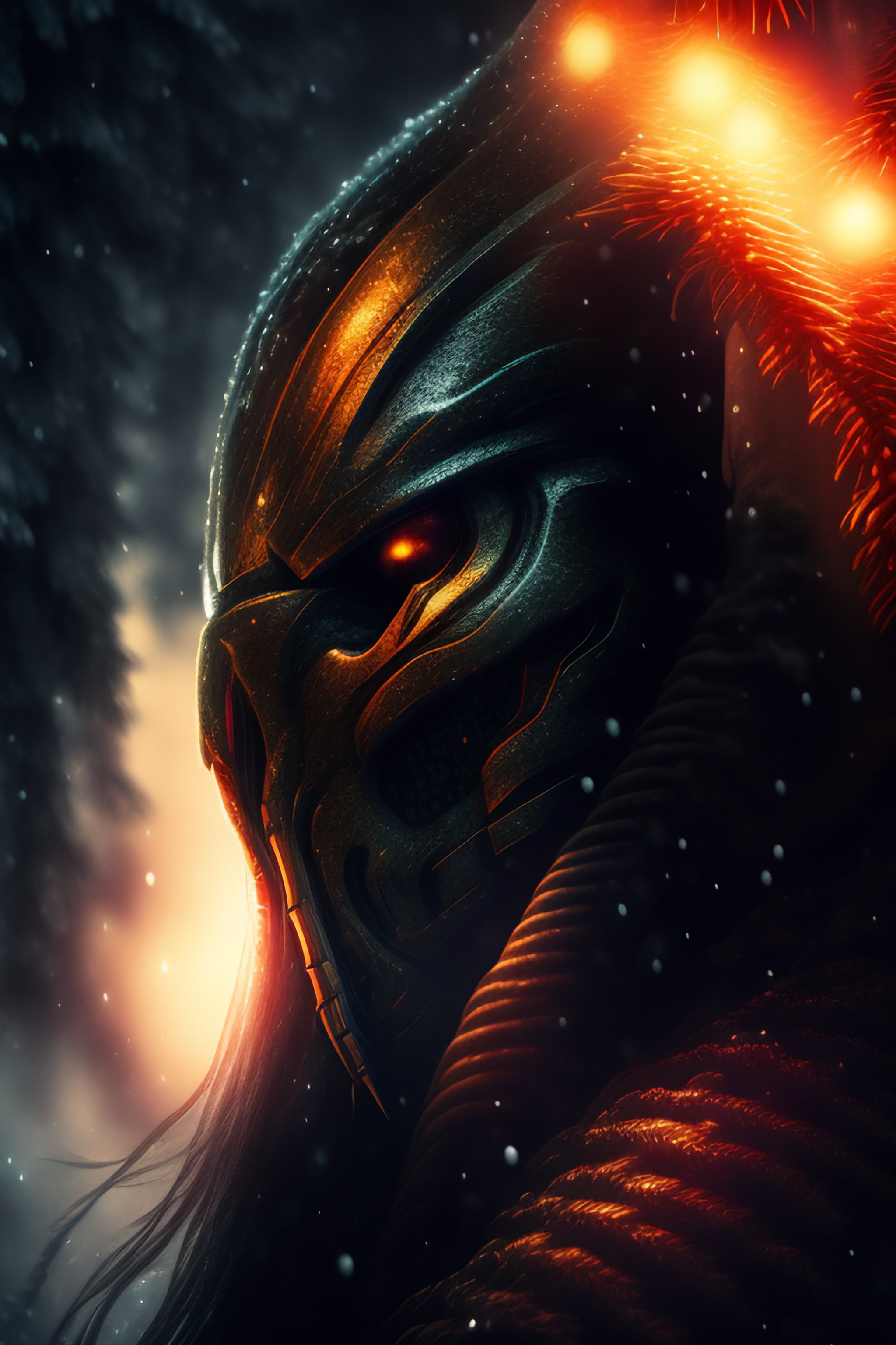 Lexica - Predator portrait, dark, scary, very detailed, christmas tree ...