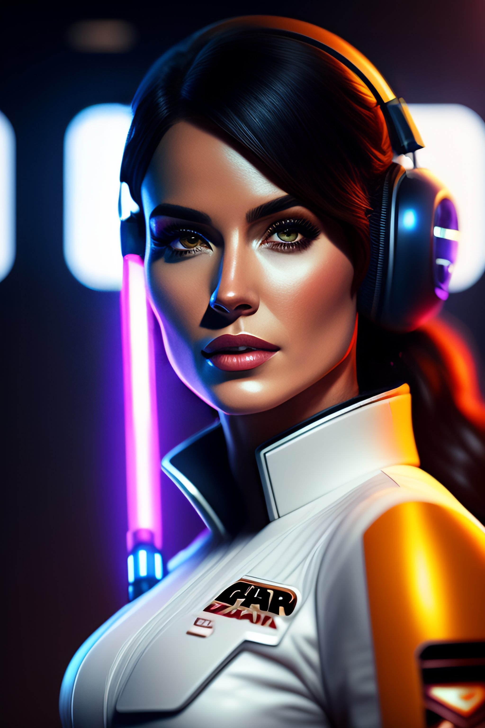 Lexica - Professional portrait of hot spacegirl with a blaster, Star ...