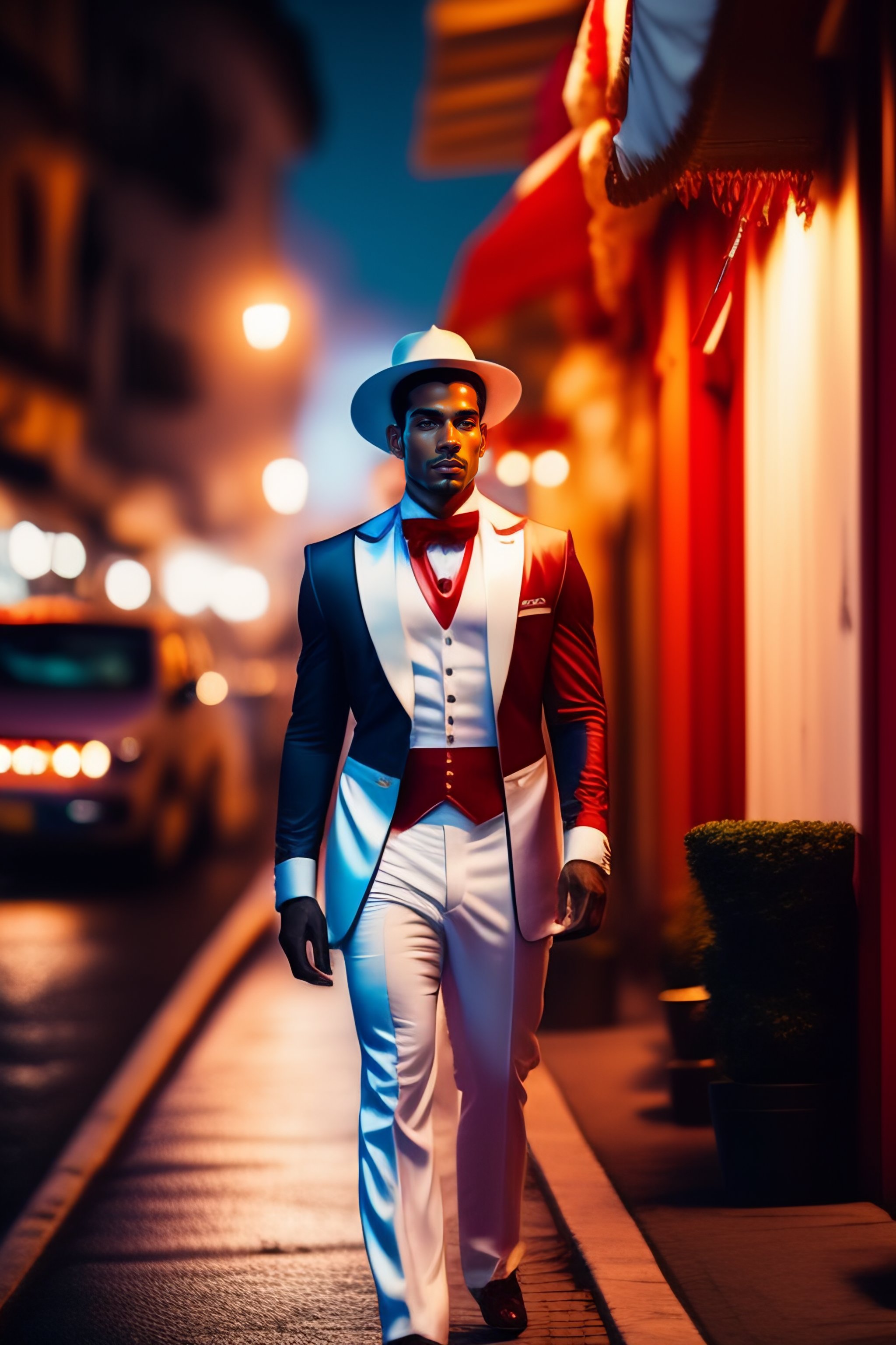 Lexica - Beautiful mulatto brazilian man wearing white suit and red tie ...