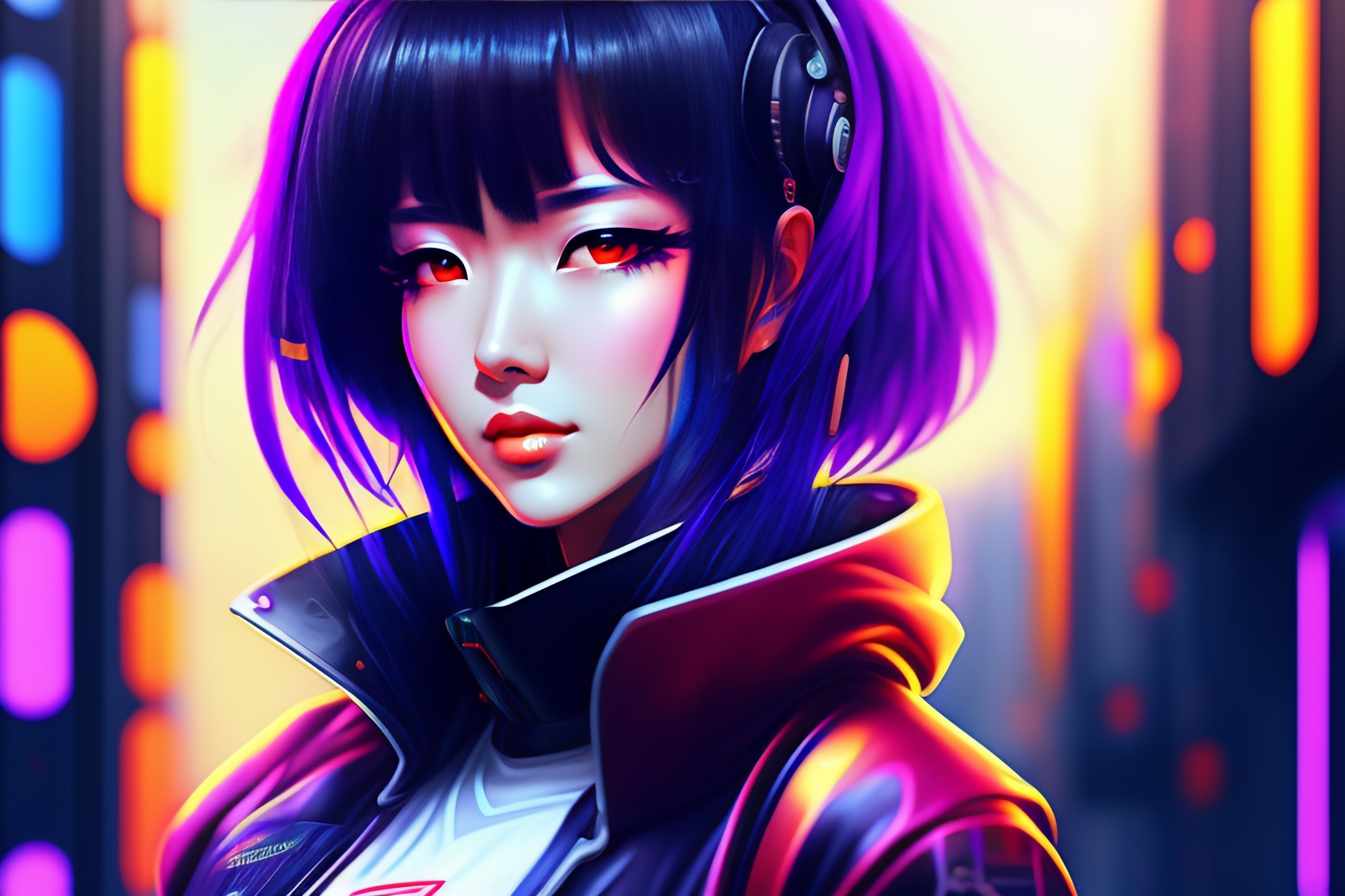 Lexica - Cyberpunk style techno anime girl abstract