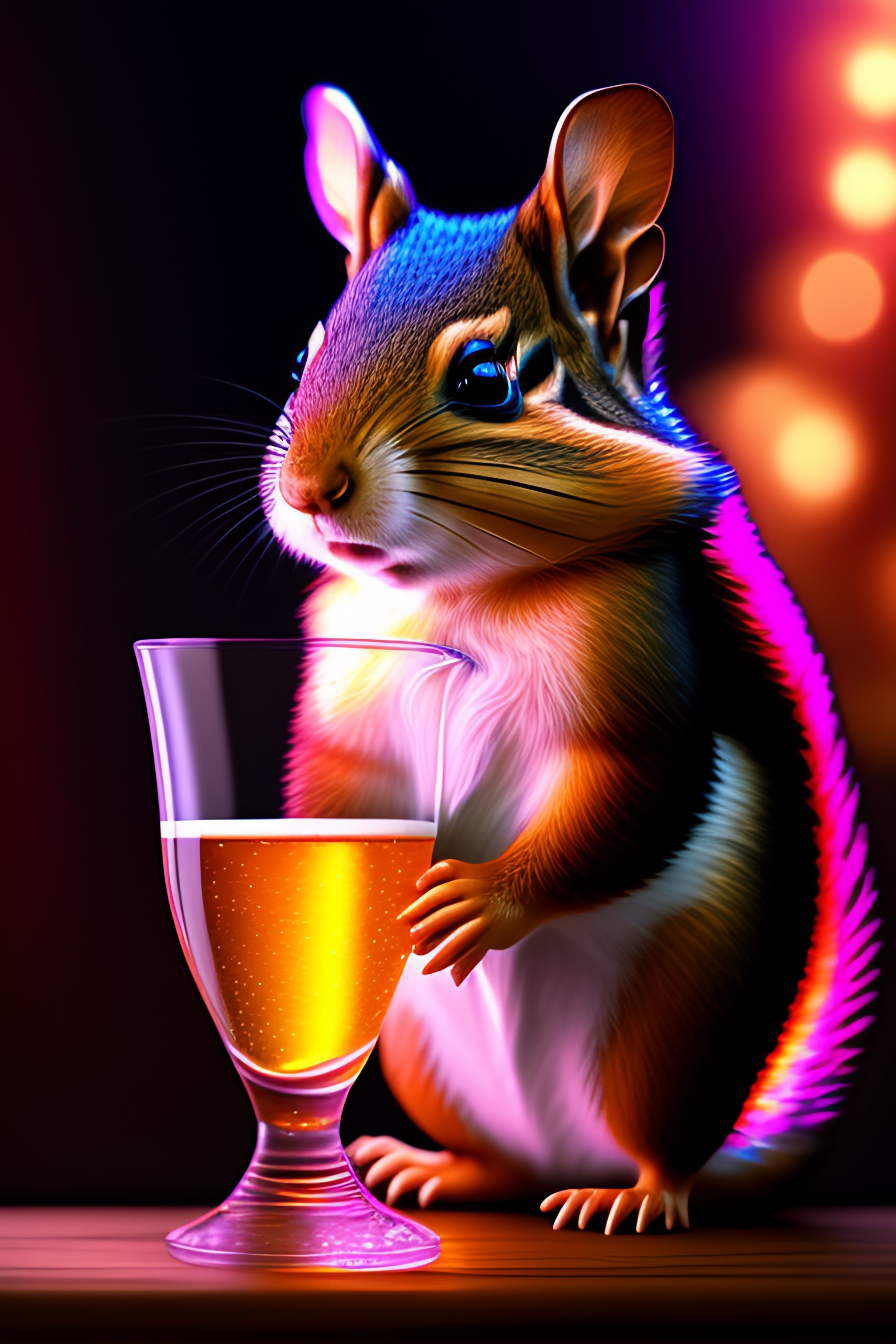 Lexica - Poker chipmunk cowboy drinks beer at speckled pink cyber ...
