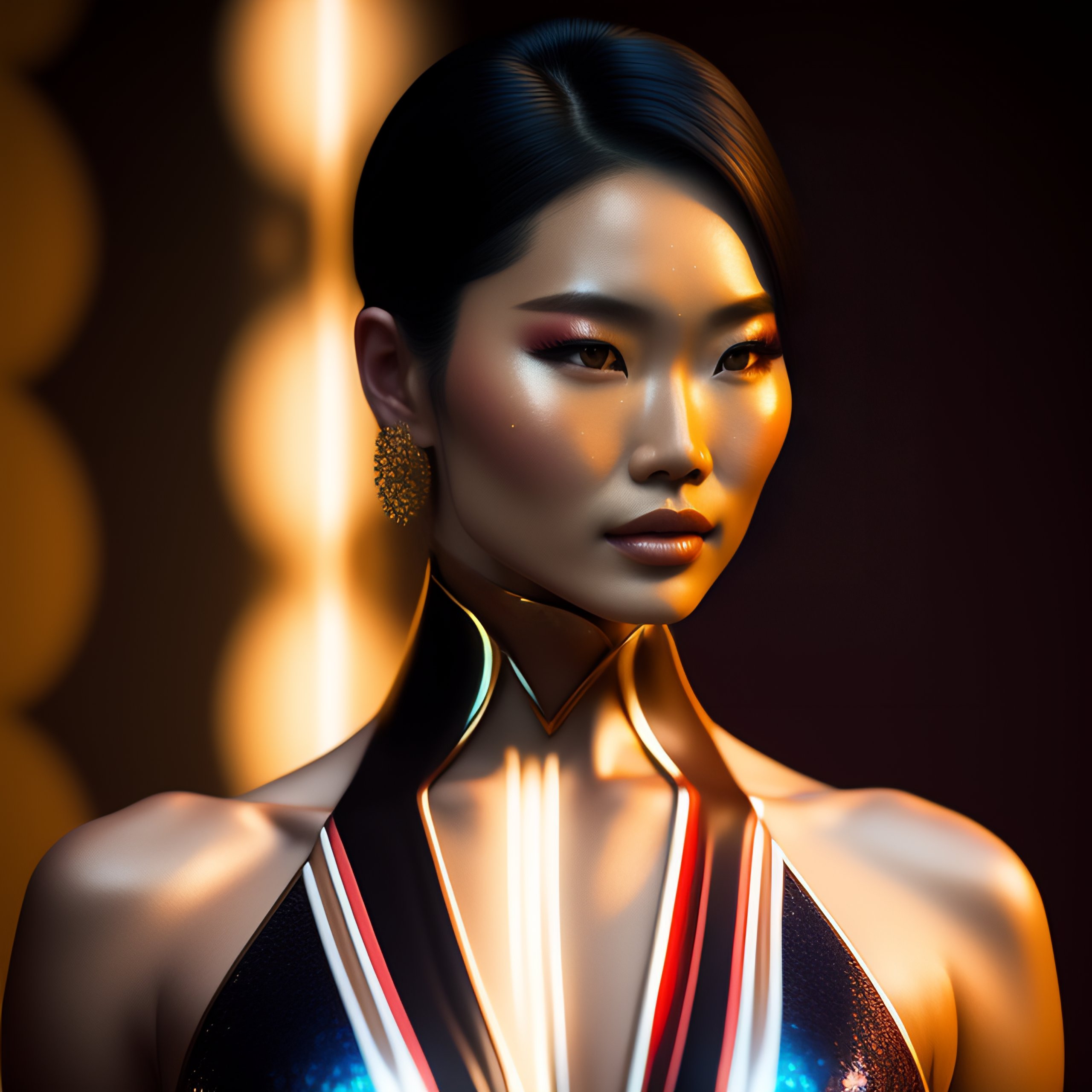 Lexica - A statue made of stripes with glowing veins, of a beautiful ...