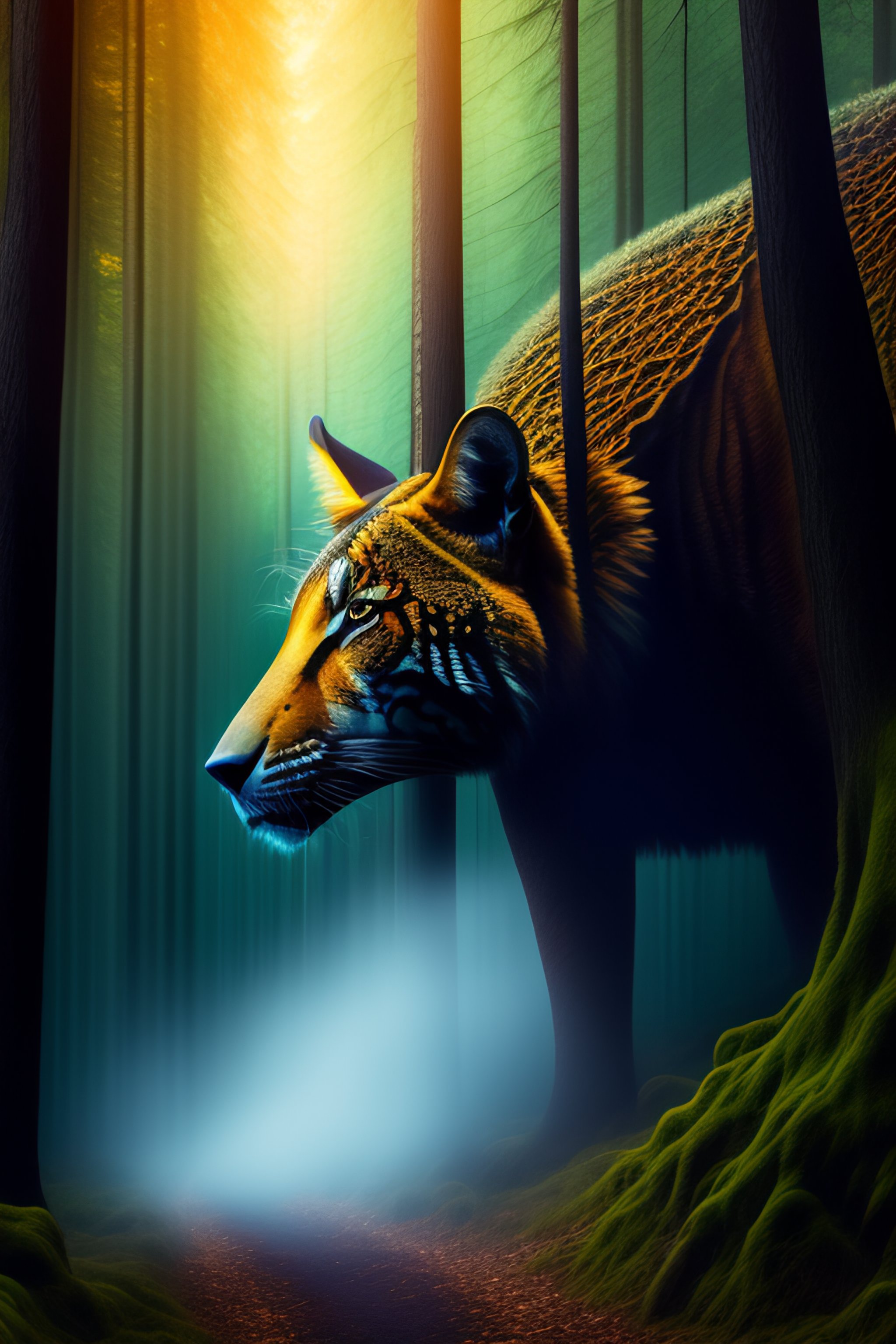 Lexica - The creature that lurks in the woods, scary, fine art, intricate