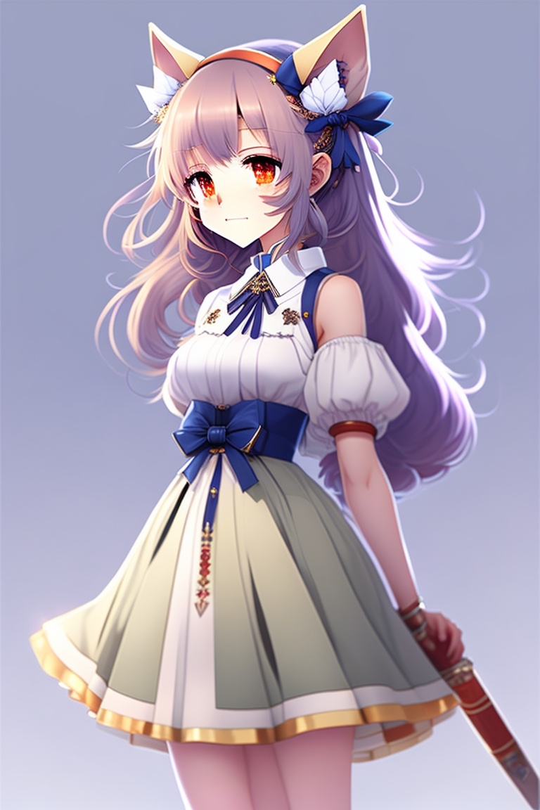 Lexica - Anime girl, dire wolf, companion, summer dress