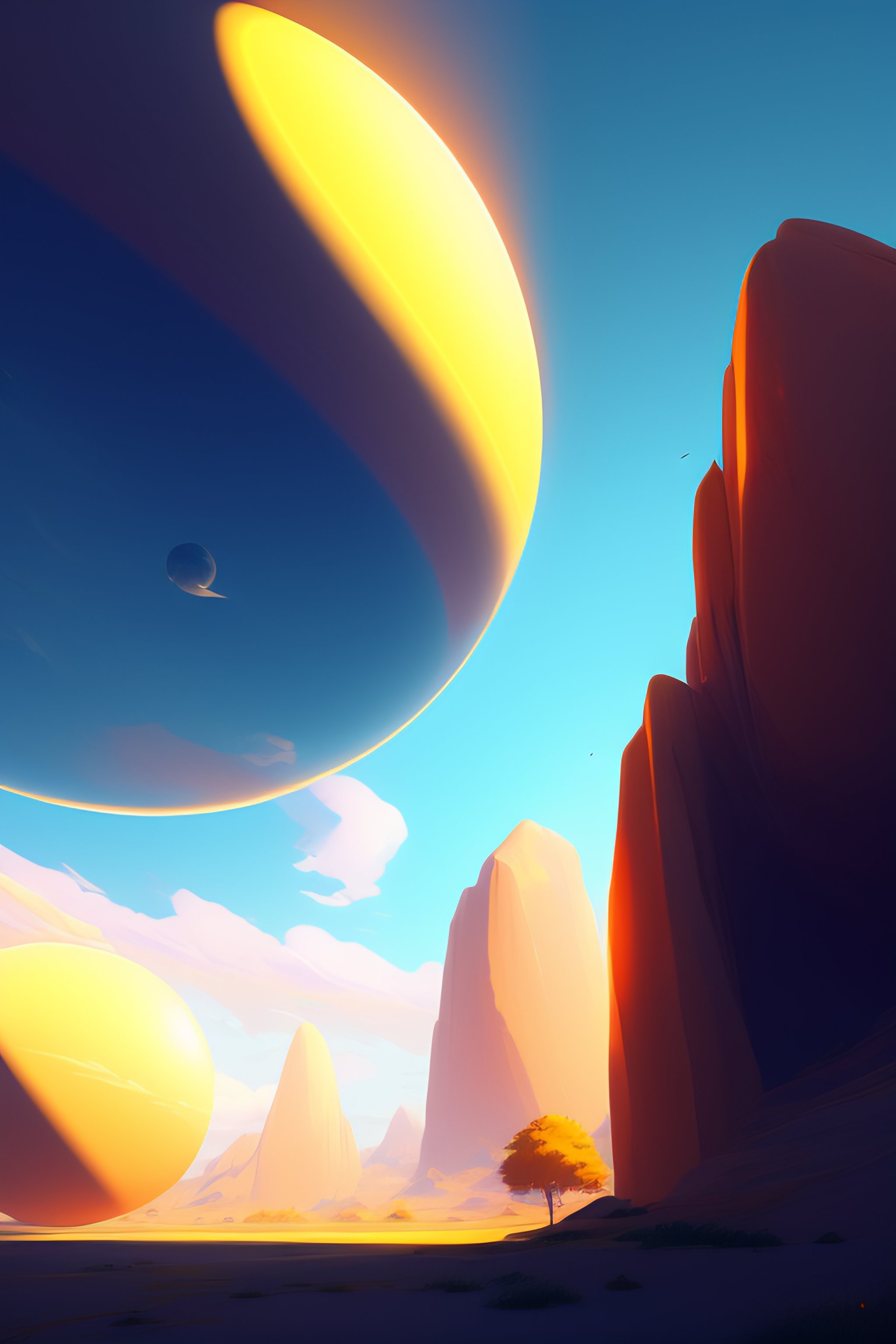 Lexica - Yellow orb floating in sky, behance hd by jesper ejsing, by ...