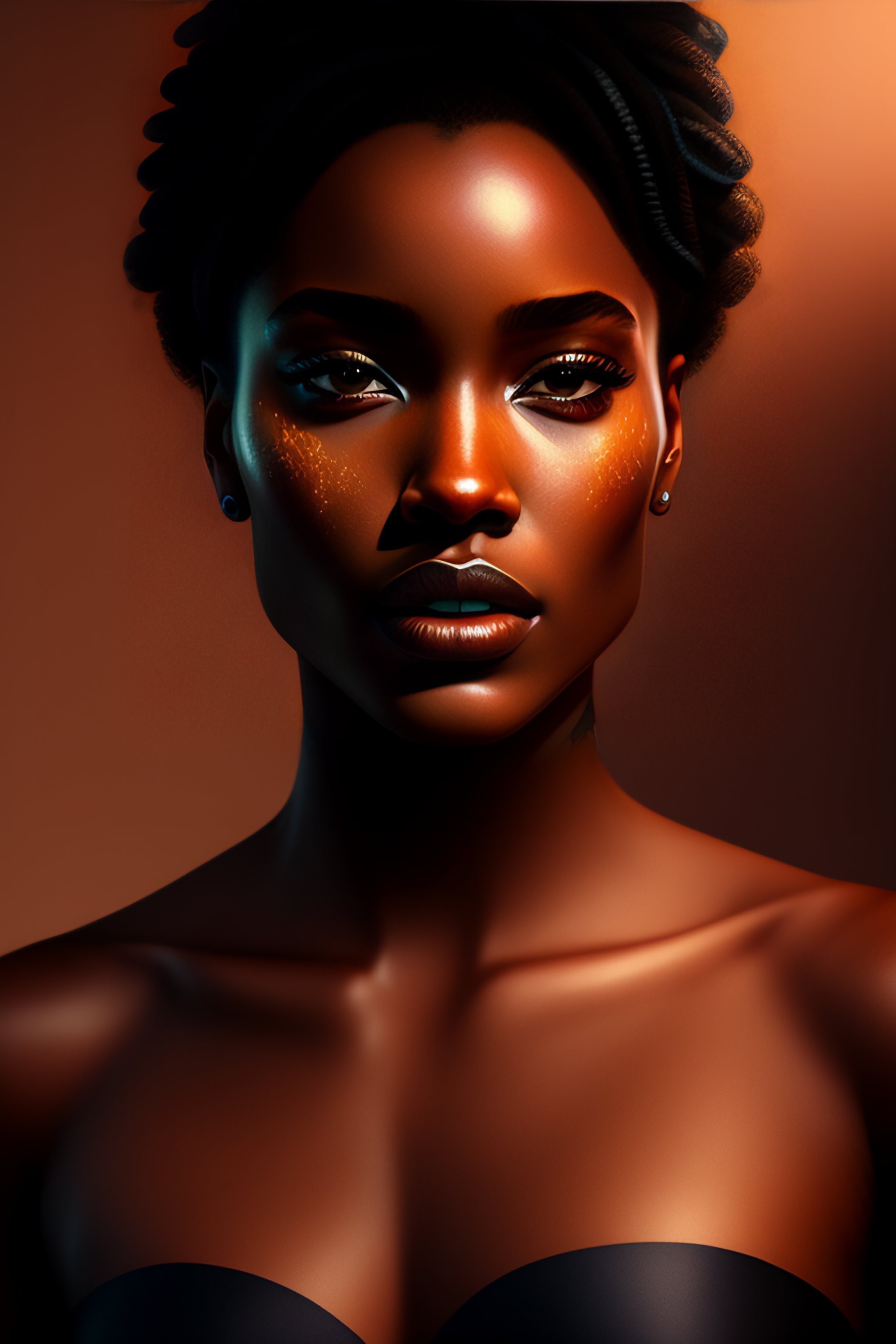 Lexica - Portrait of a brown skinned beautiful african american model ...