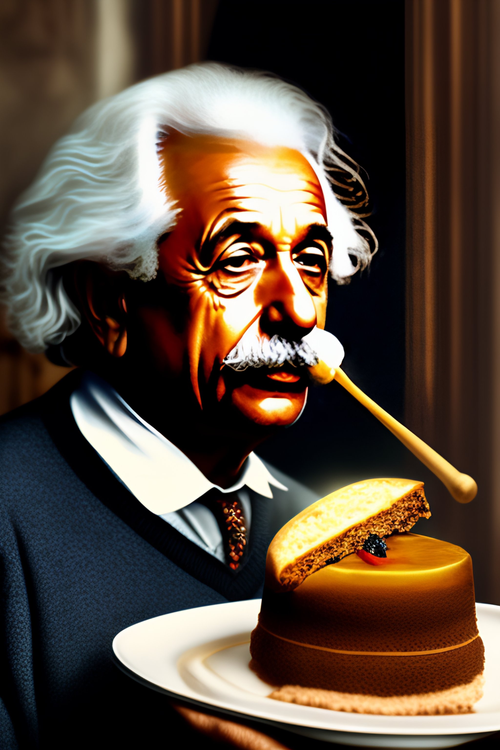 Lexica - Albert Einstein eating a bat