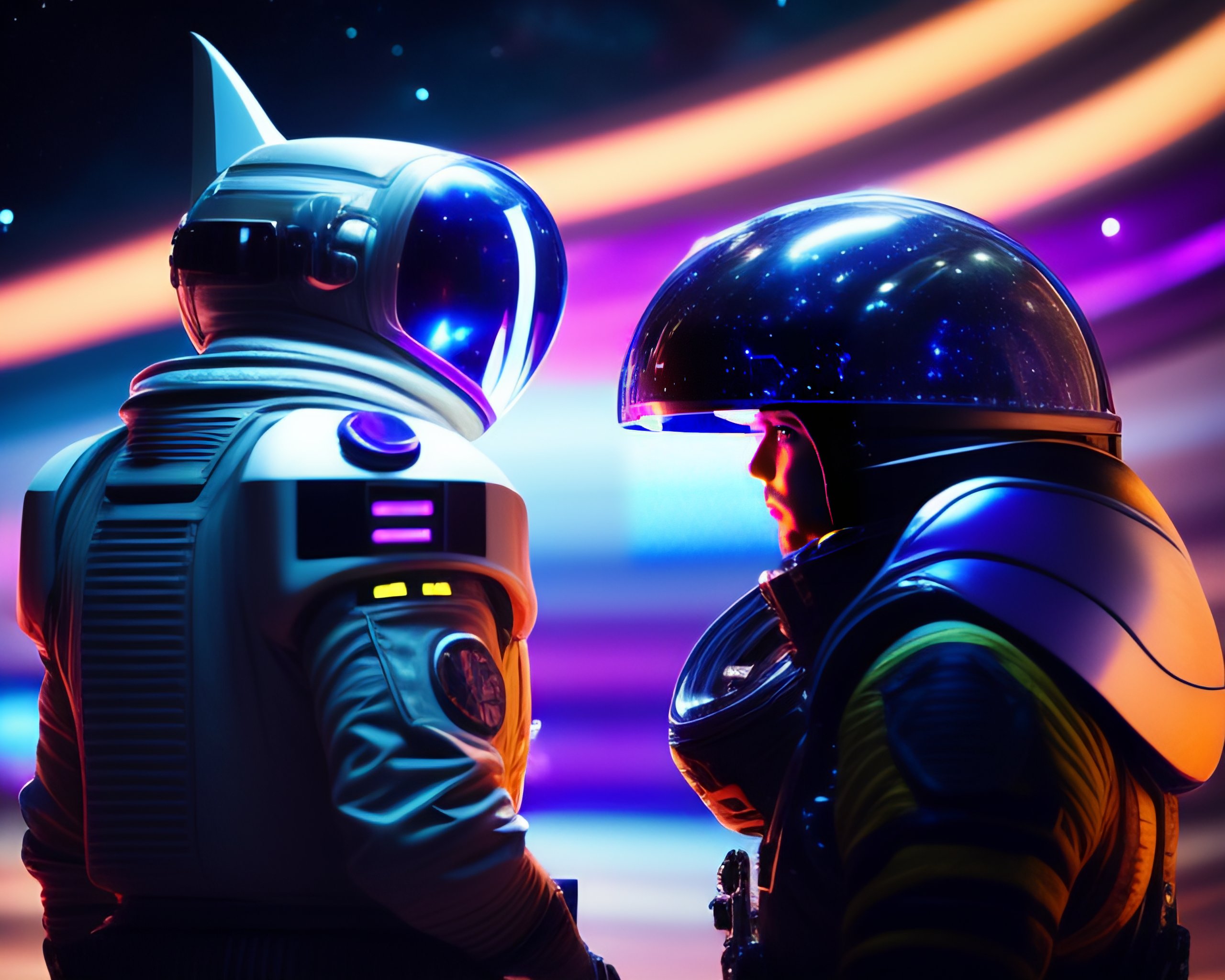 Lexica - Odd alien talking with bounty hunter in space station.