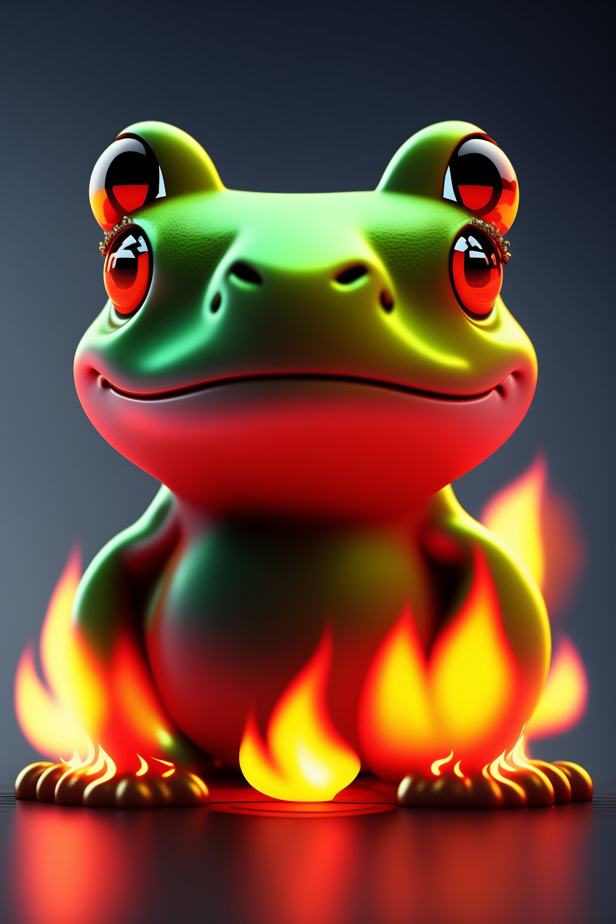 Lexica - Crazy frog on fire volumetric lighting 8k