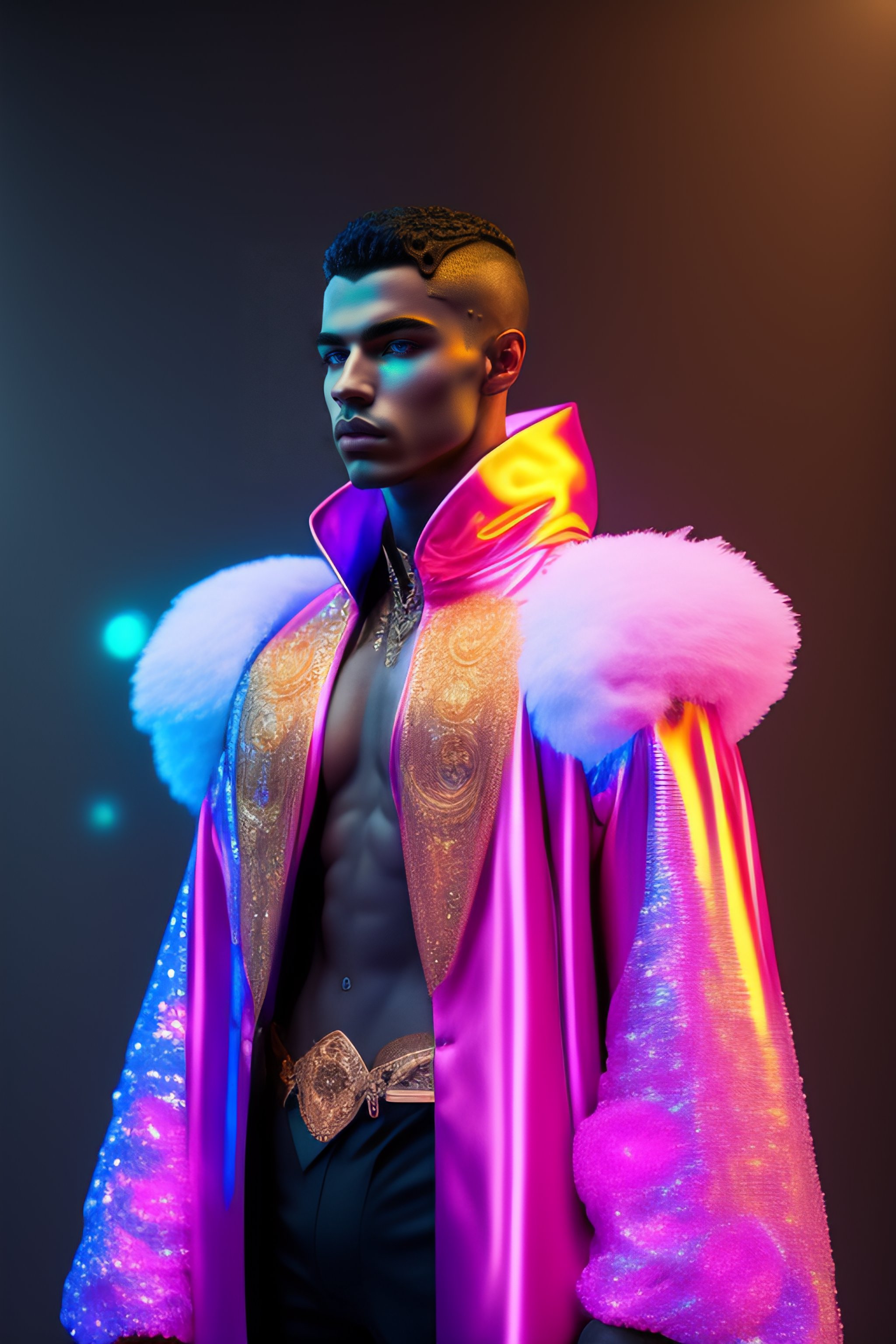 Lexica - Full-body rococo and cyberpunk delicate neon crystalline ...