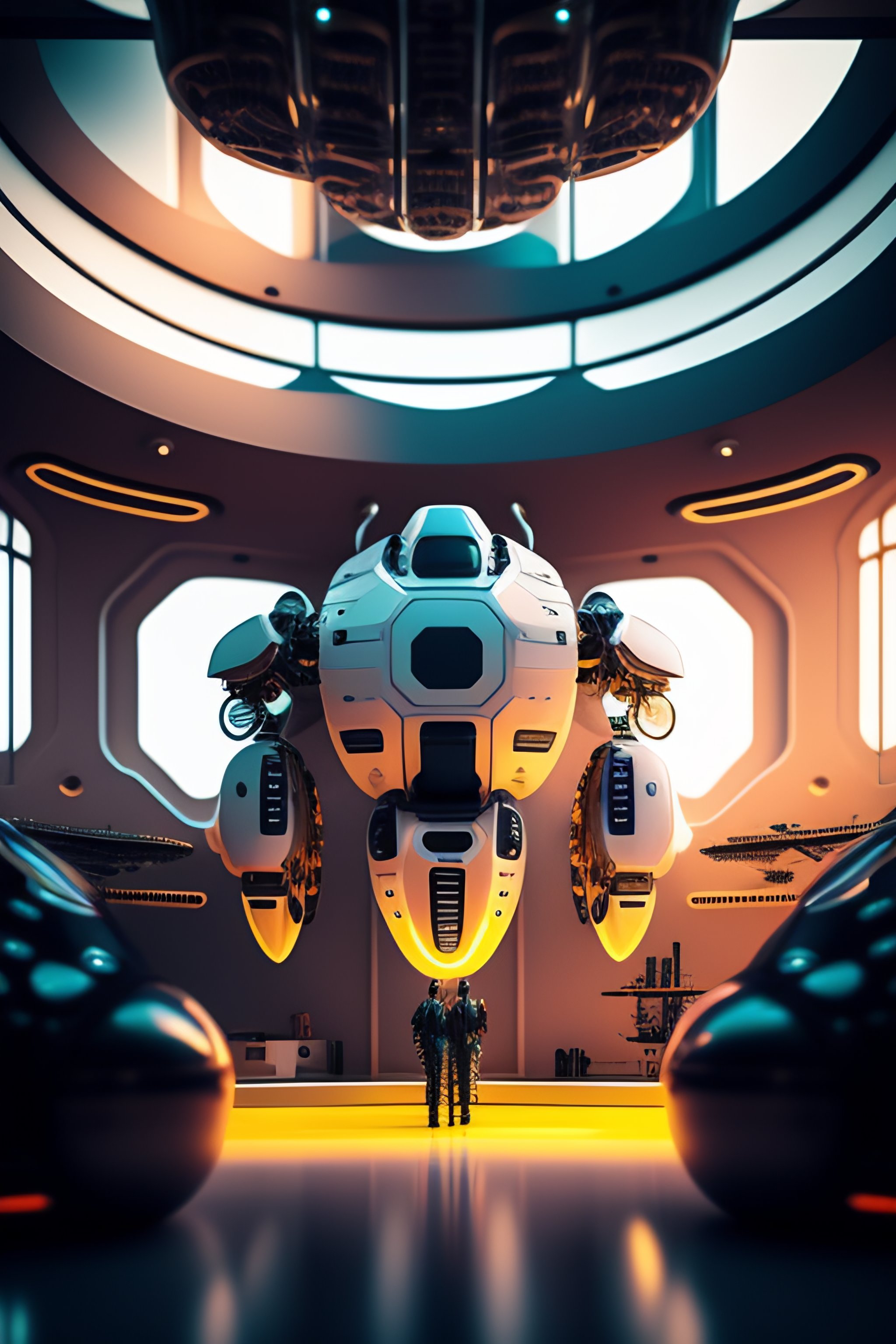 Lexica - Interior,futuristic spaceship,resource lab, scientist making ...