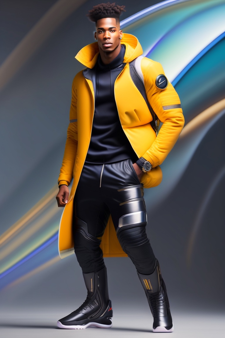 Lexica - Futuristic man, retrofuturistic,wearing, futuristic nike air ...