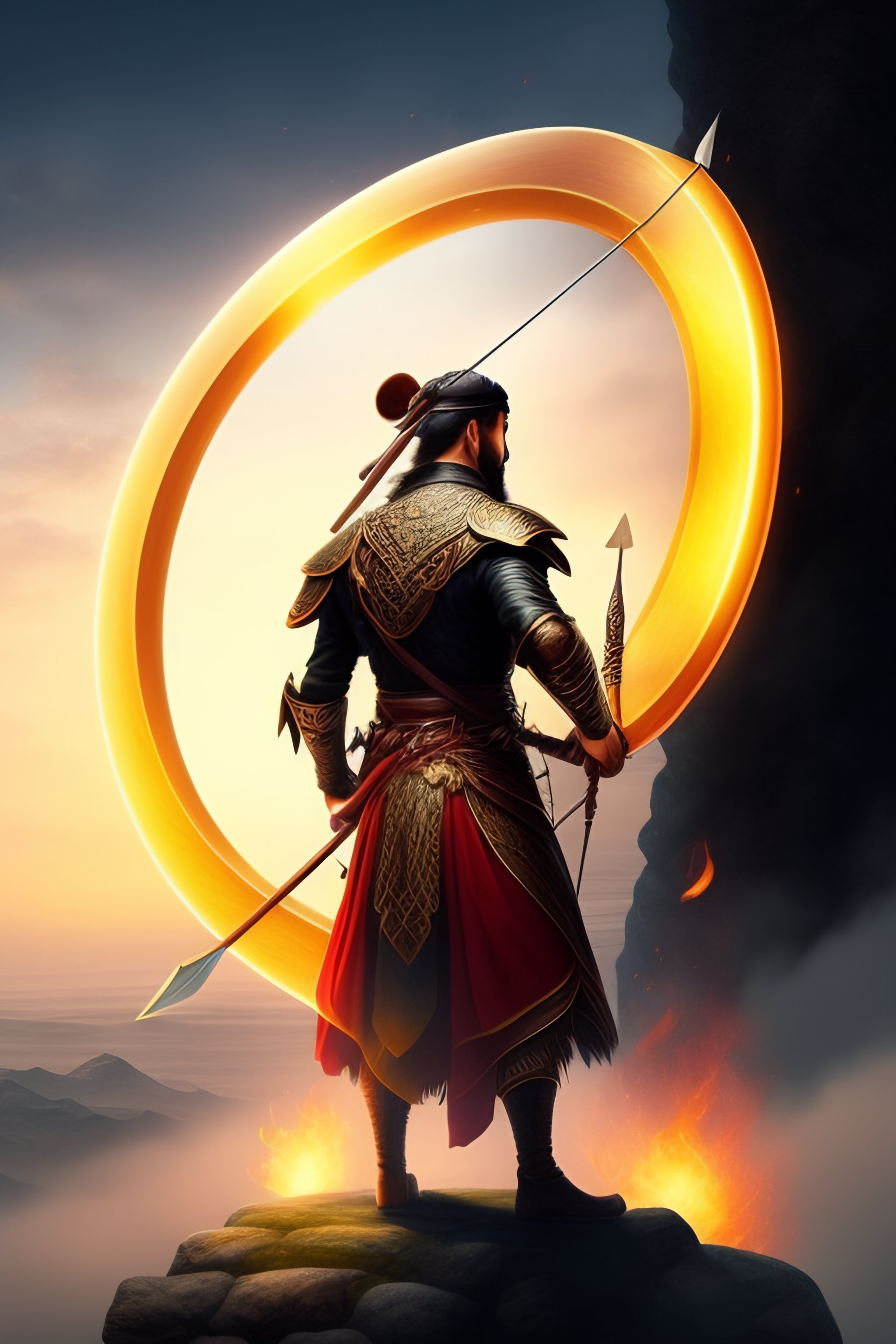 Lexica - Single object, bow without string, shooting an arrow of fire ...