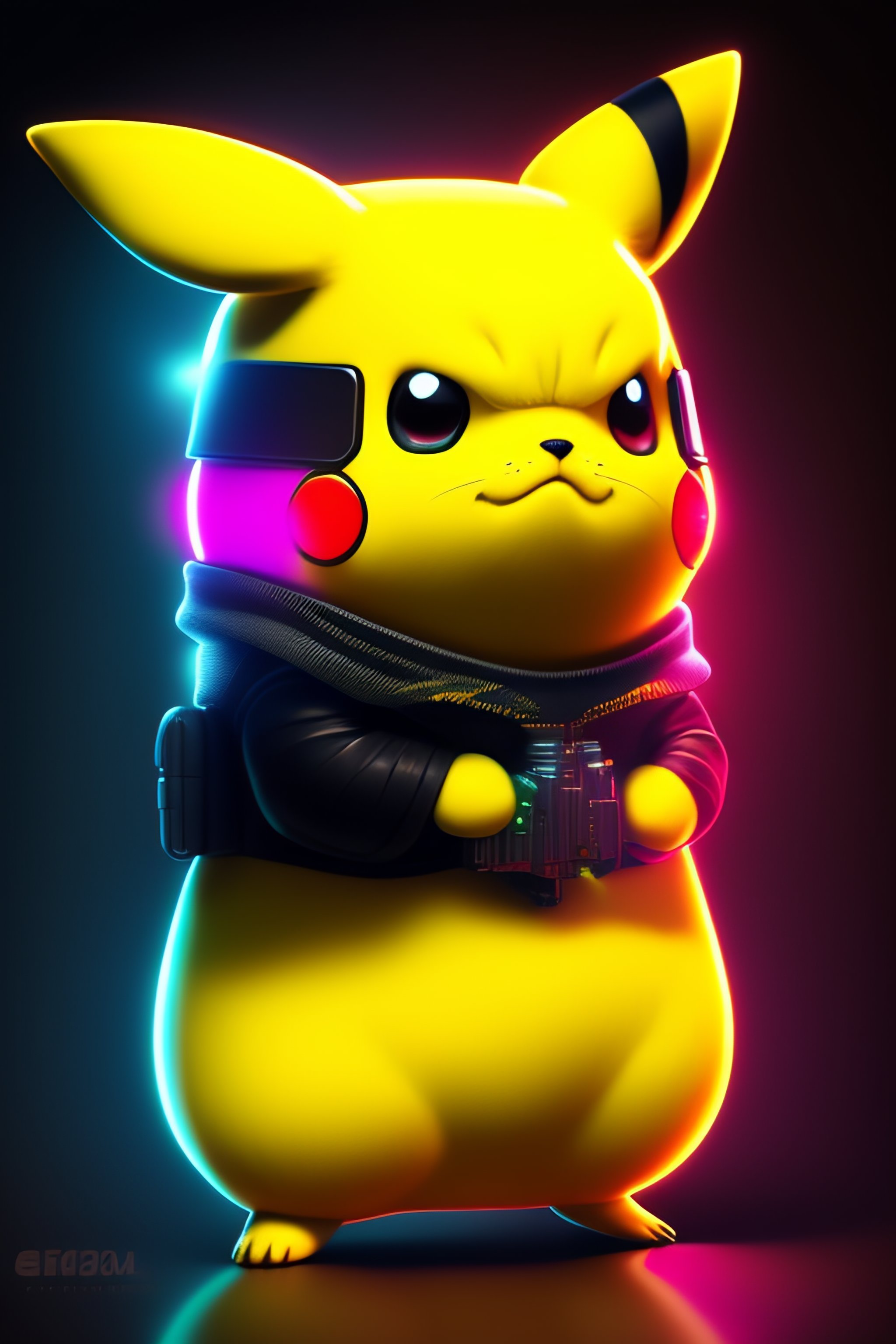 Lexica - 2d cartoon style pikachu with cyberpunk helmet, shoots yellow ...