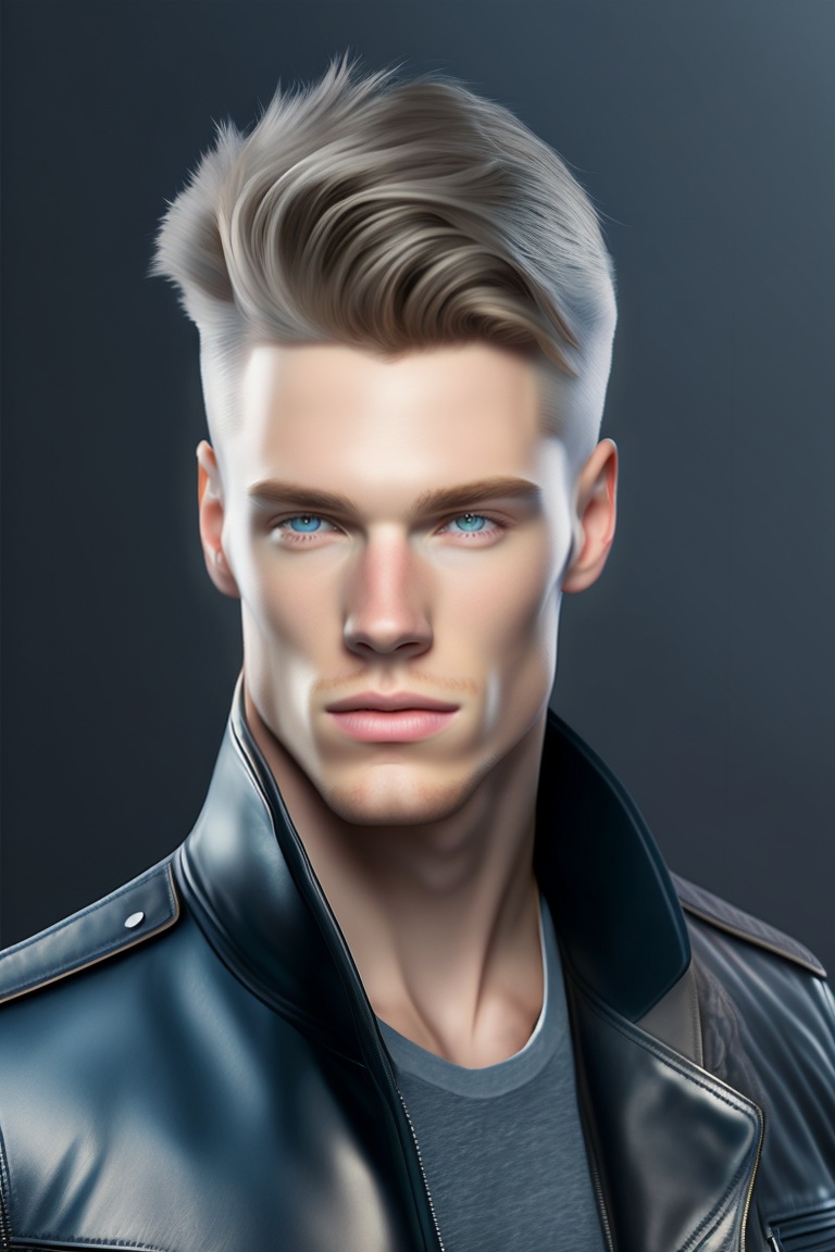 Lexica - Young, handsome man, blue-eyed, ash-colored hair, with a long ...