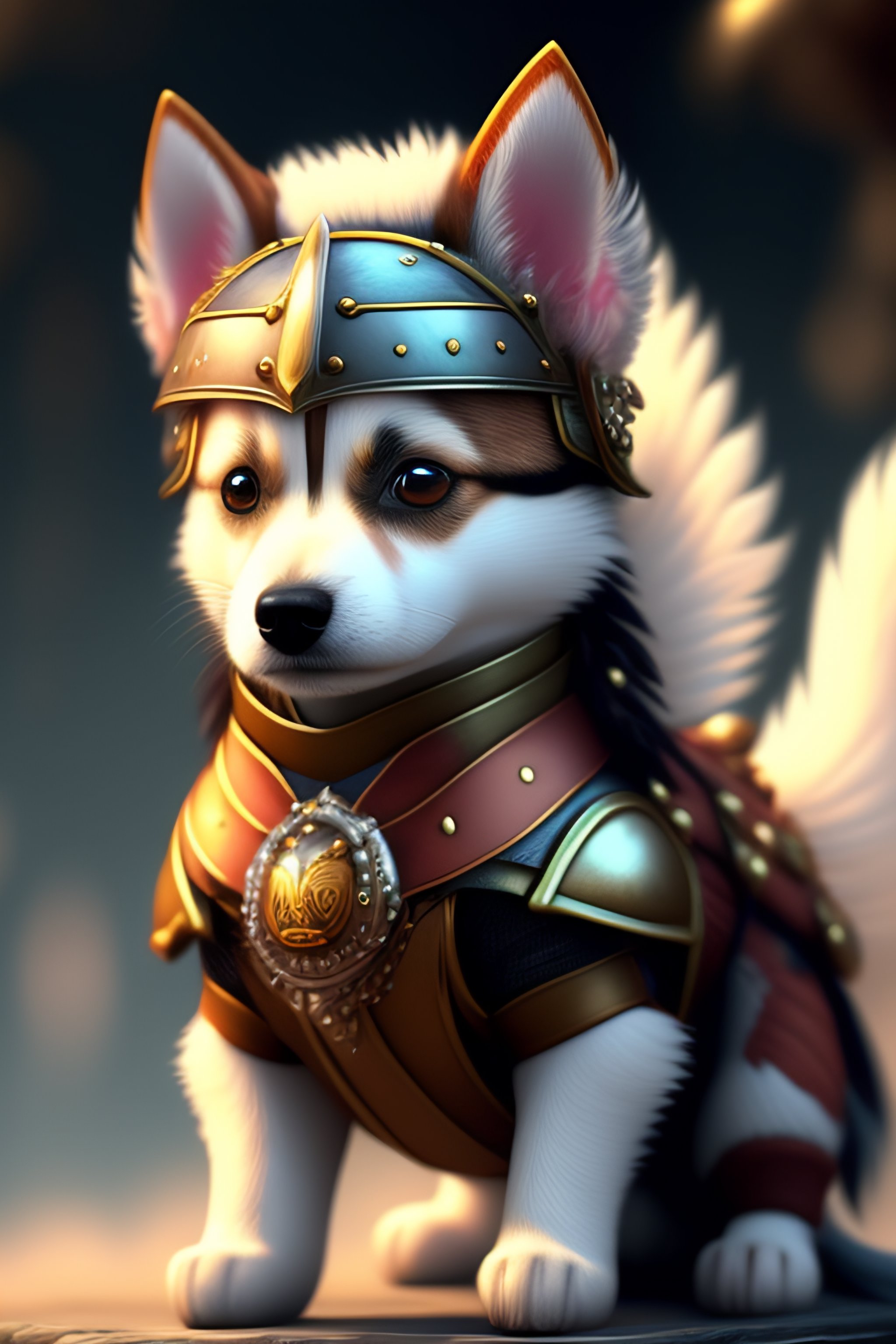 Lexica - Pocket cute warrior dog with armor, cyberpunk, kwaii, anime ...