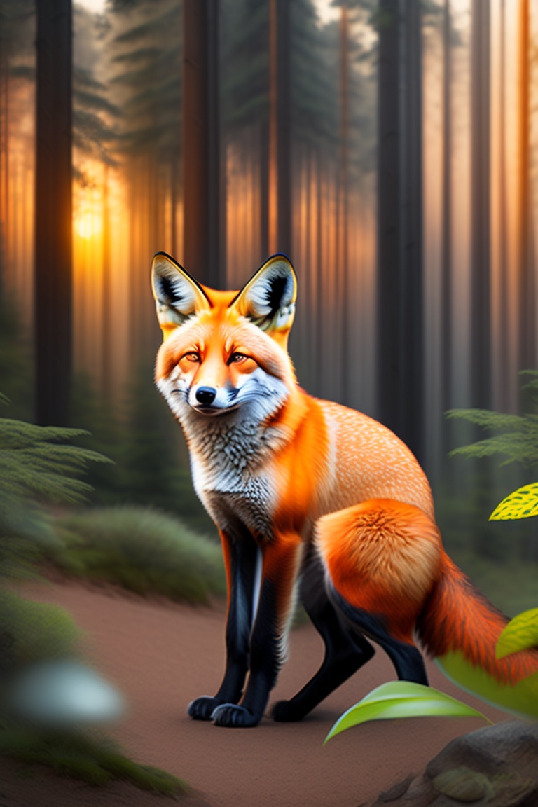 Lexica - Fox in a forest, landscape