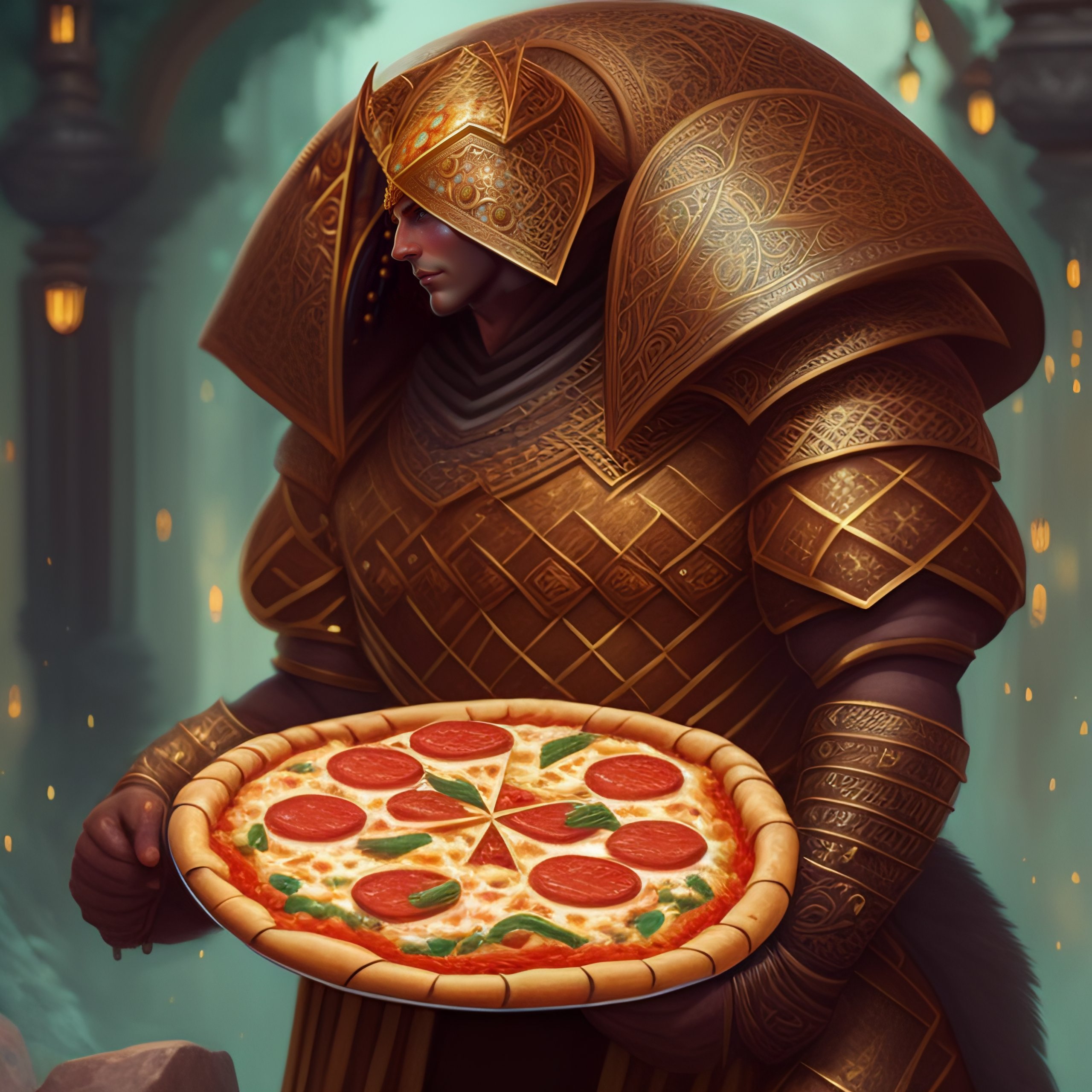 Lexica - Ultra realistic illustration of golem made of pizza, intricate ...