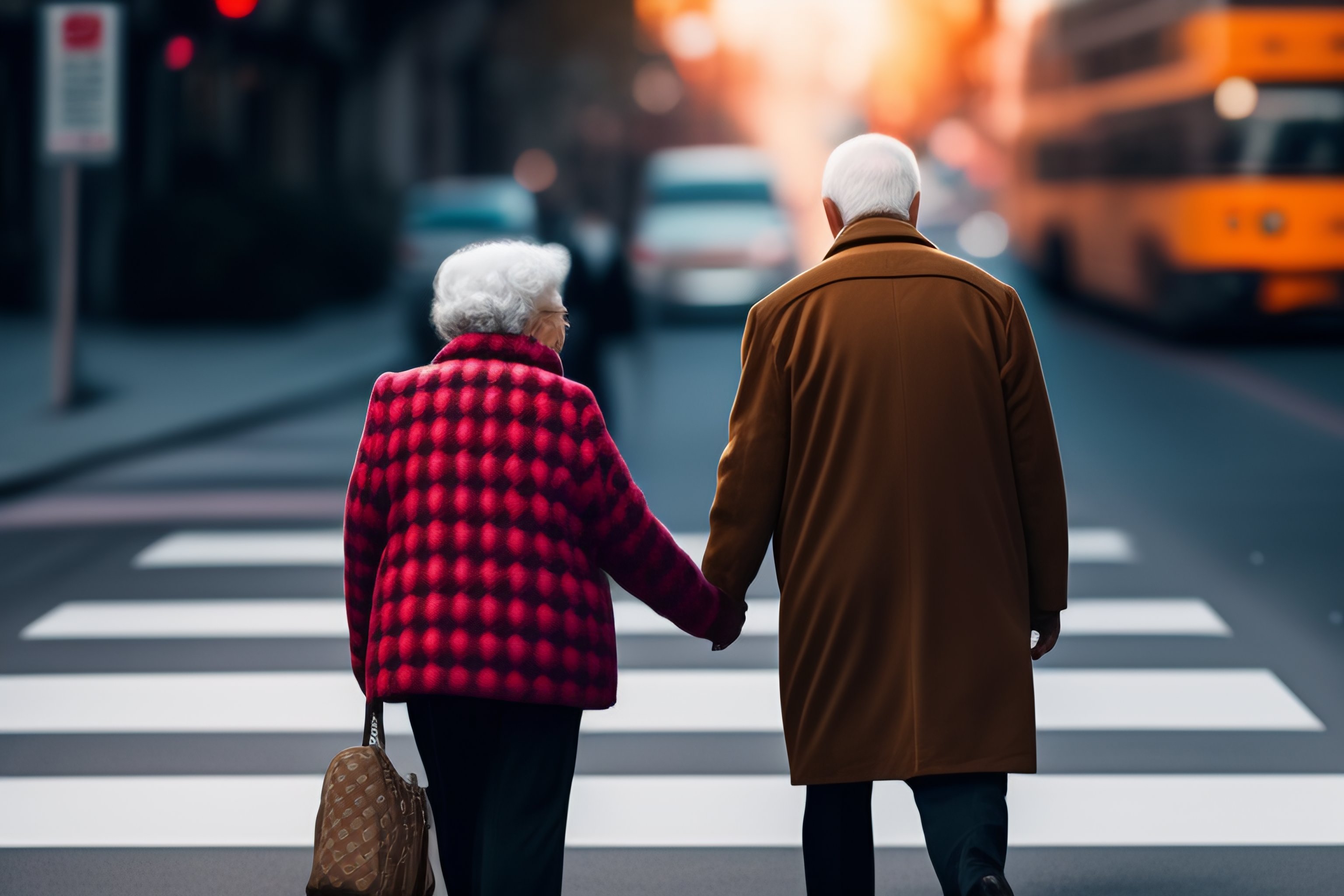 Lexica - A person helping an elderly person cross the street, holding ...