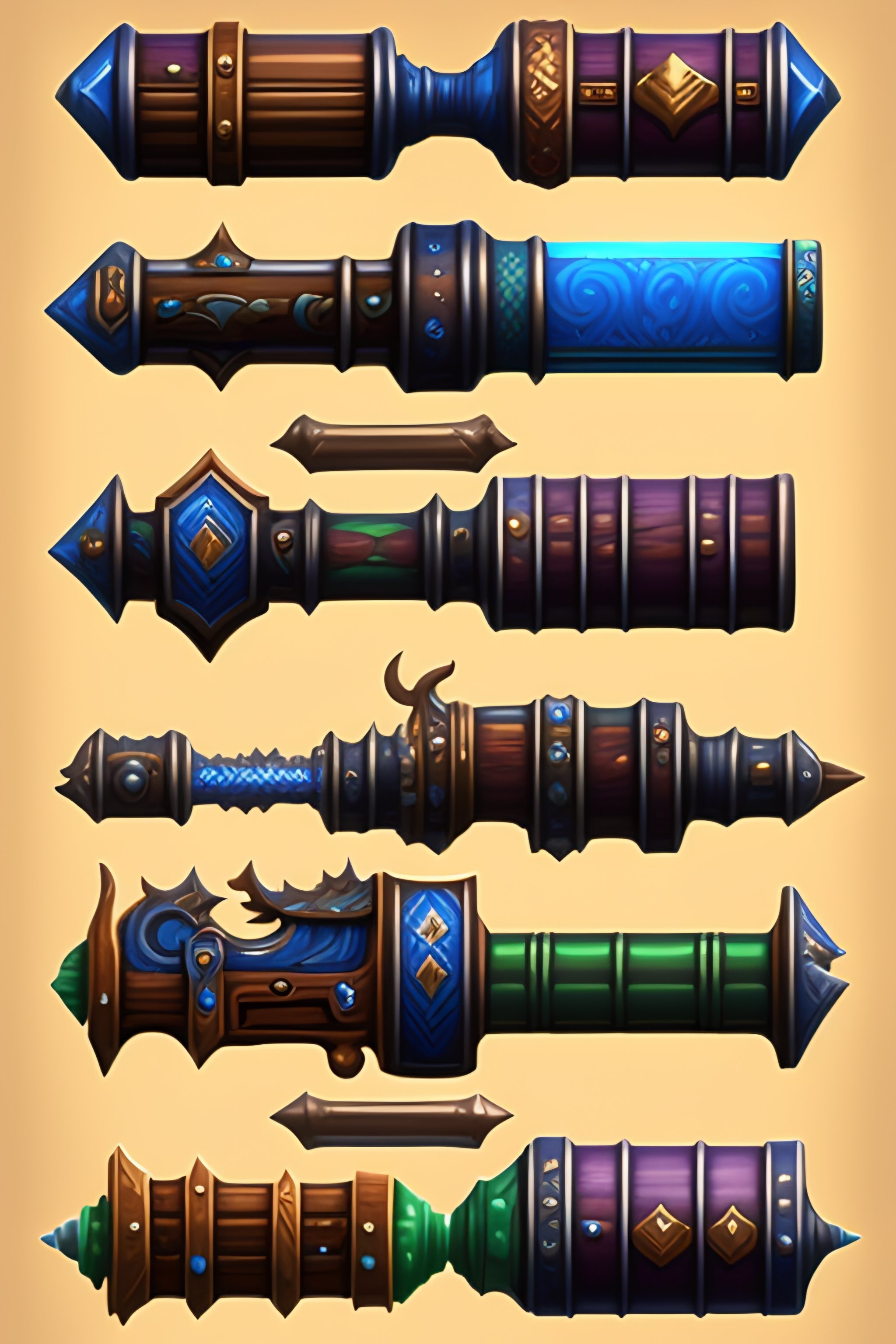 Lexica - Game rpg spritesheet of magic weapons artifacts